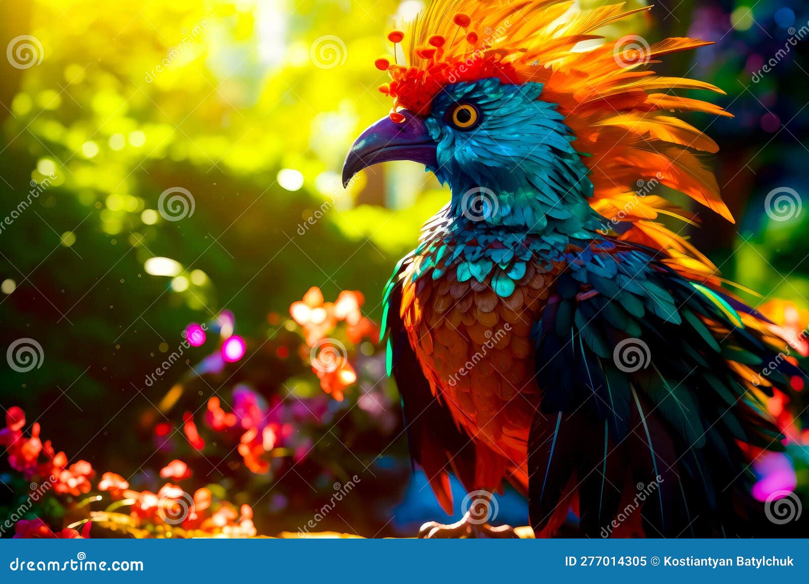 Colorful Bird with Feathers on Its Head Standing in Front of Some ...