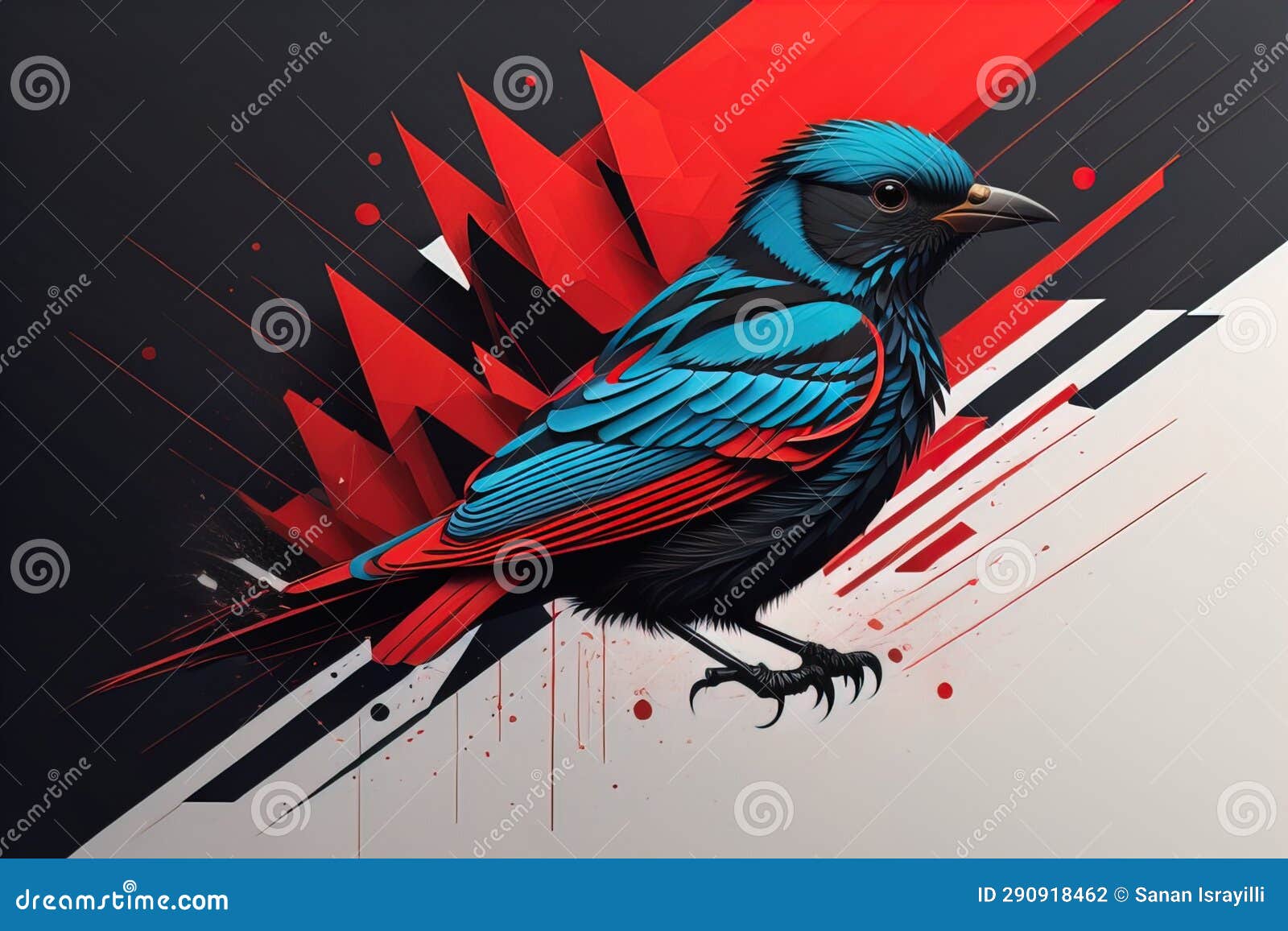 Colorful Bird in Grunge Style. Vector Illustration Stock Photo - Image ...