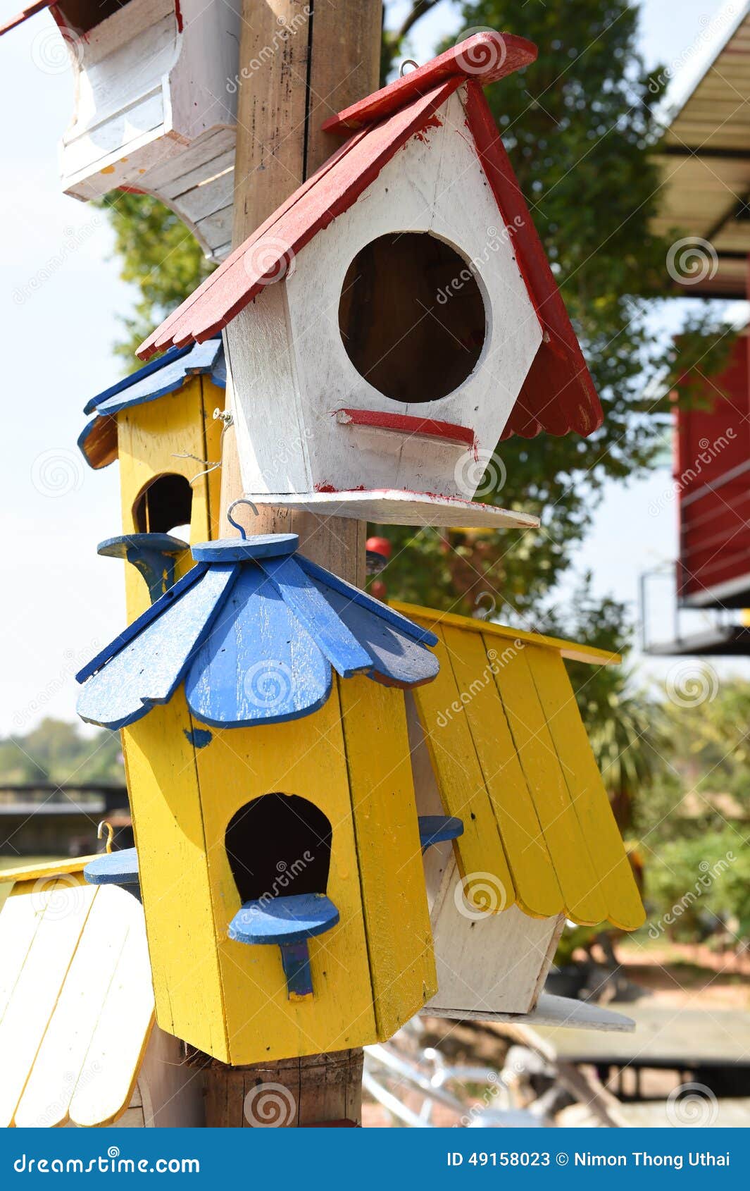 Colorful bird house. stock image. Image of close, homemade - 49158023