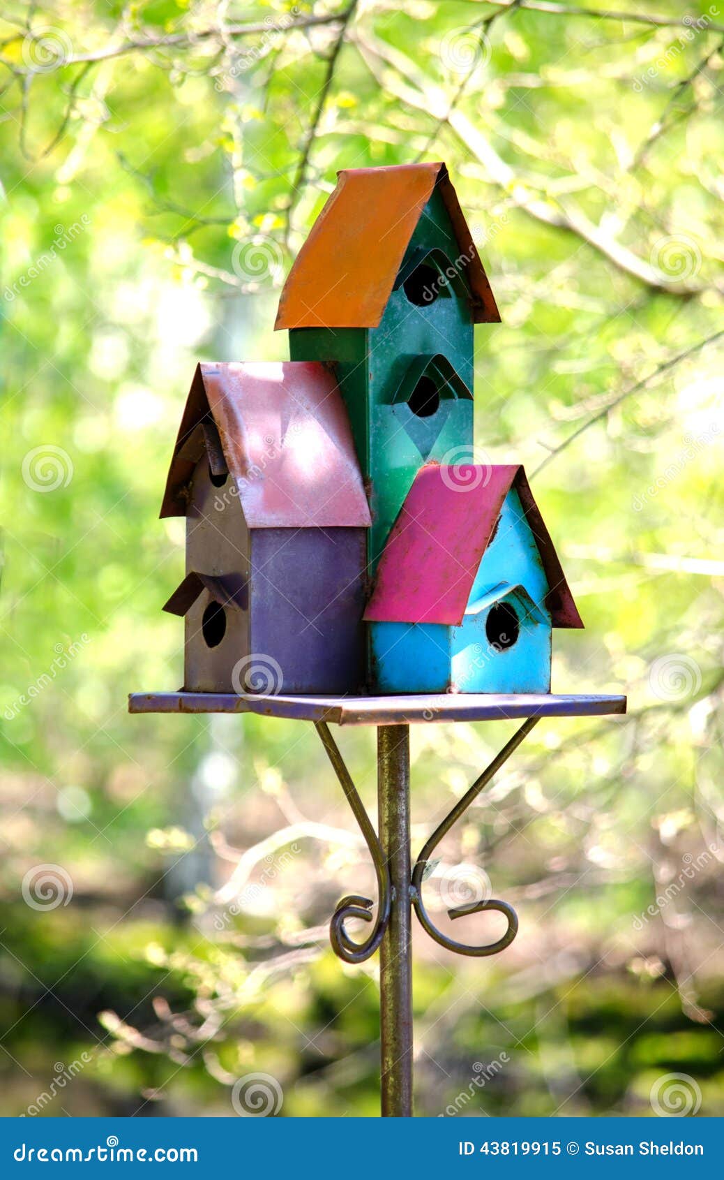 Colorful bird house stock image. Image of blue, woods - 43819915