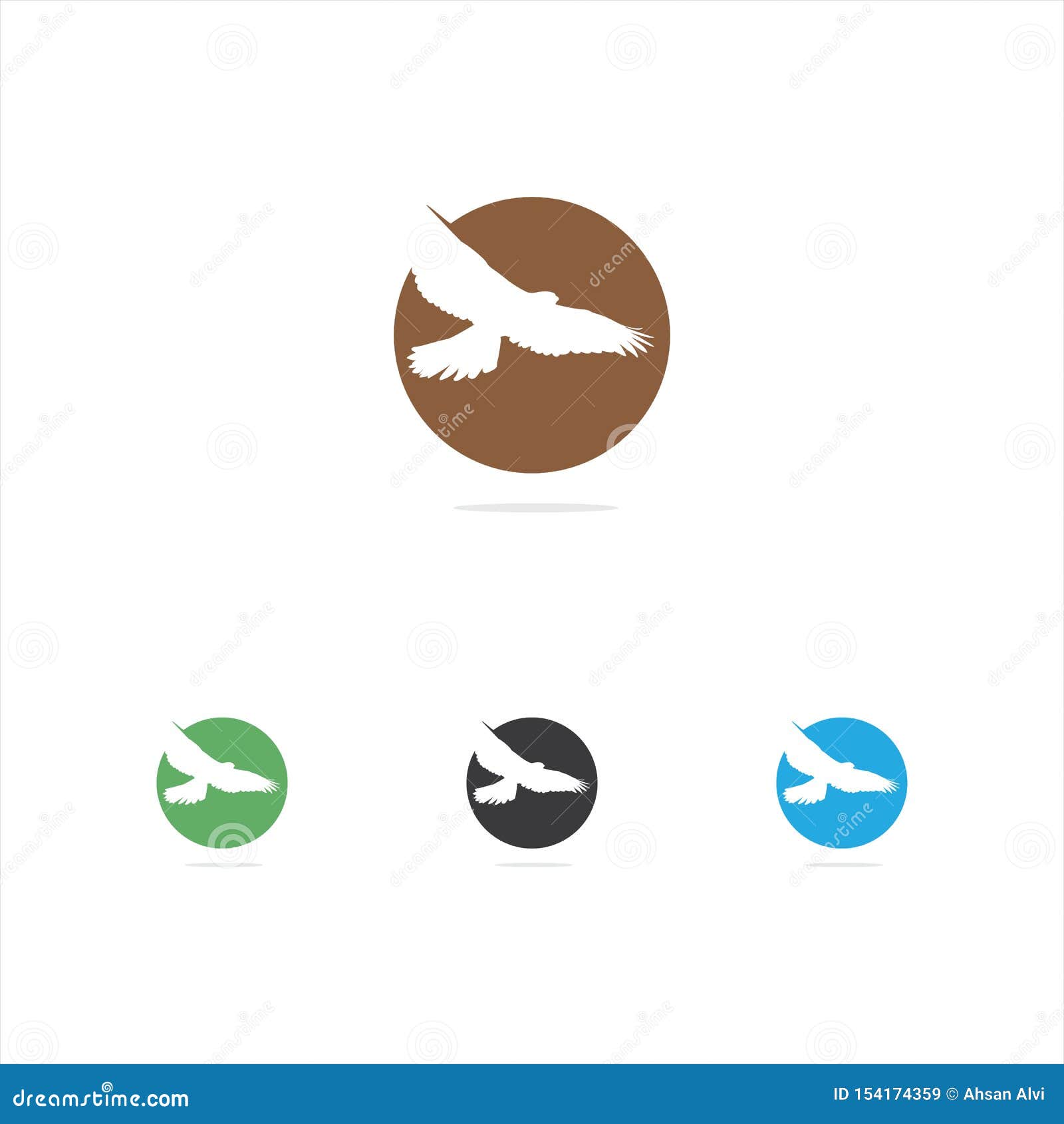 Colorful Bird Illustration, Eagle, Falcon, Hawk, in Circle Vector Logo ...