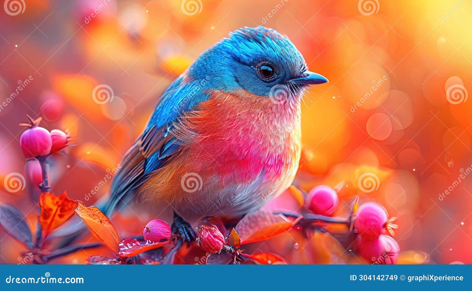 Colorful Bird Printout stock illustration. Illustration of blue - 304142749