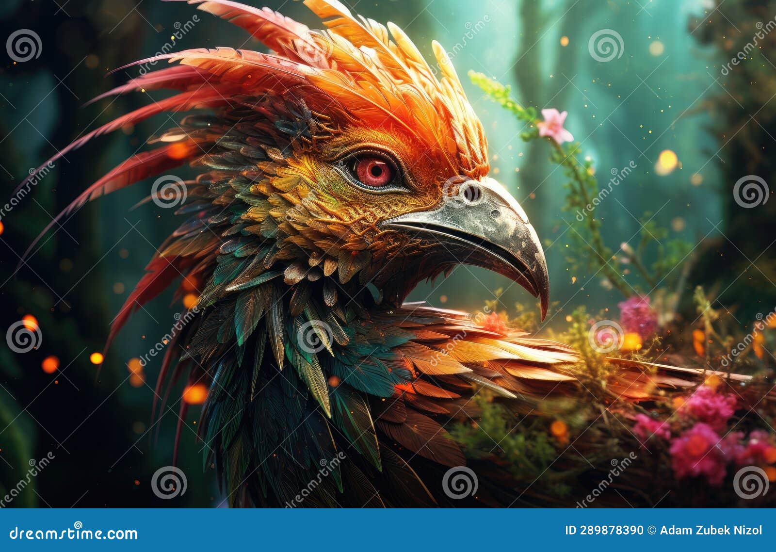 A Colorful Bird with Red Eyes Stock Illustration - Illustration of ...
