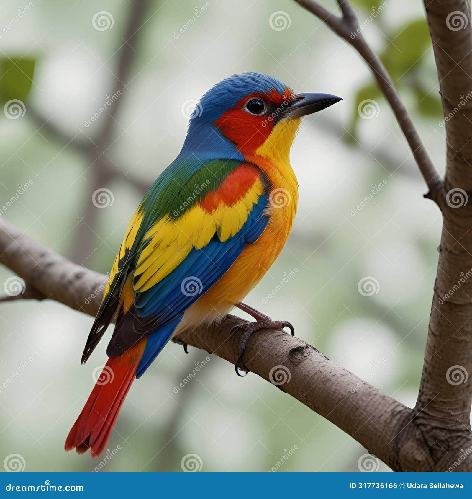 A Colorful Bird in a Tree Branch Vector Art Stock Illustration ...