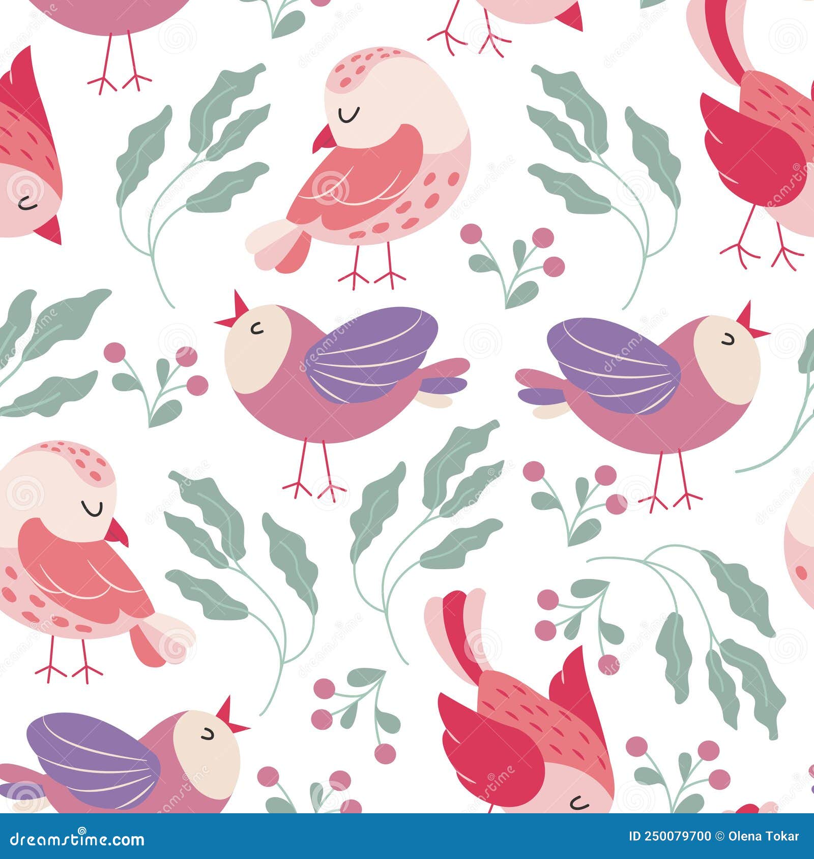 Colorful Birds Seamless Pattern. Exotic Birds in Different Print Poses ...