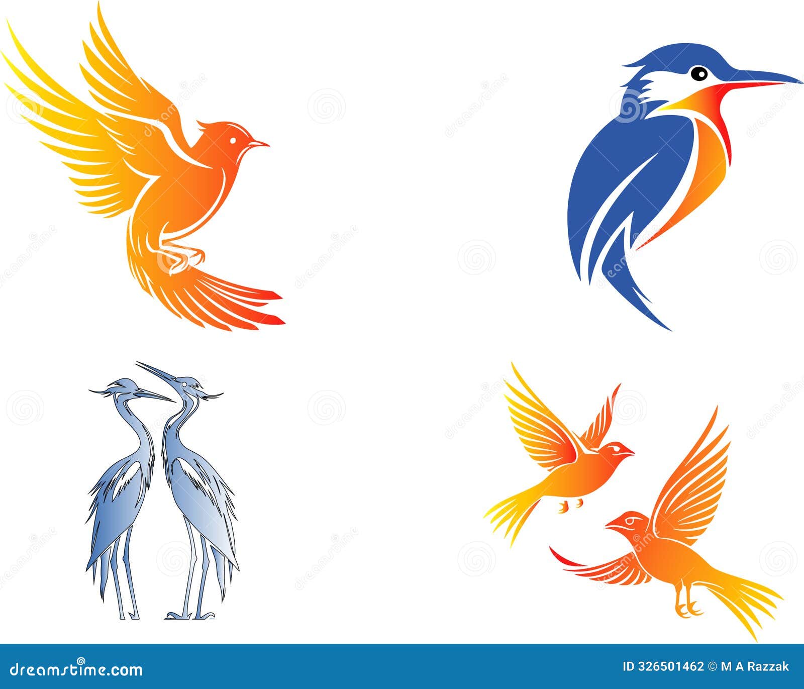Colorful Birds Vector Logo Image Set Stock Illustration - Illustration ...