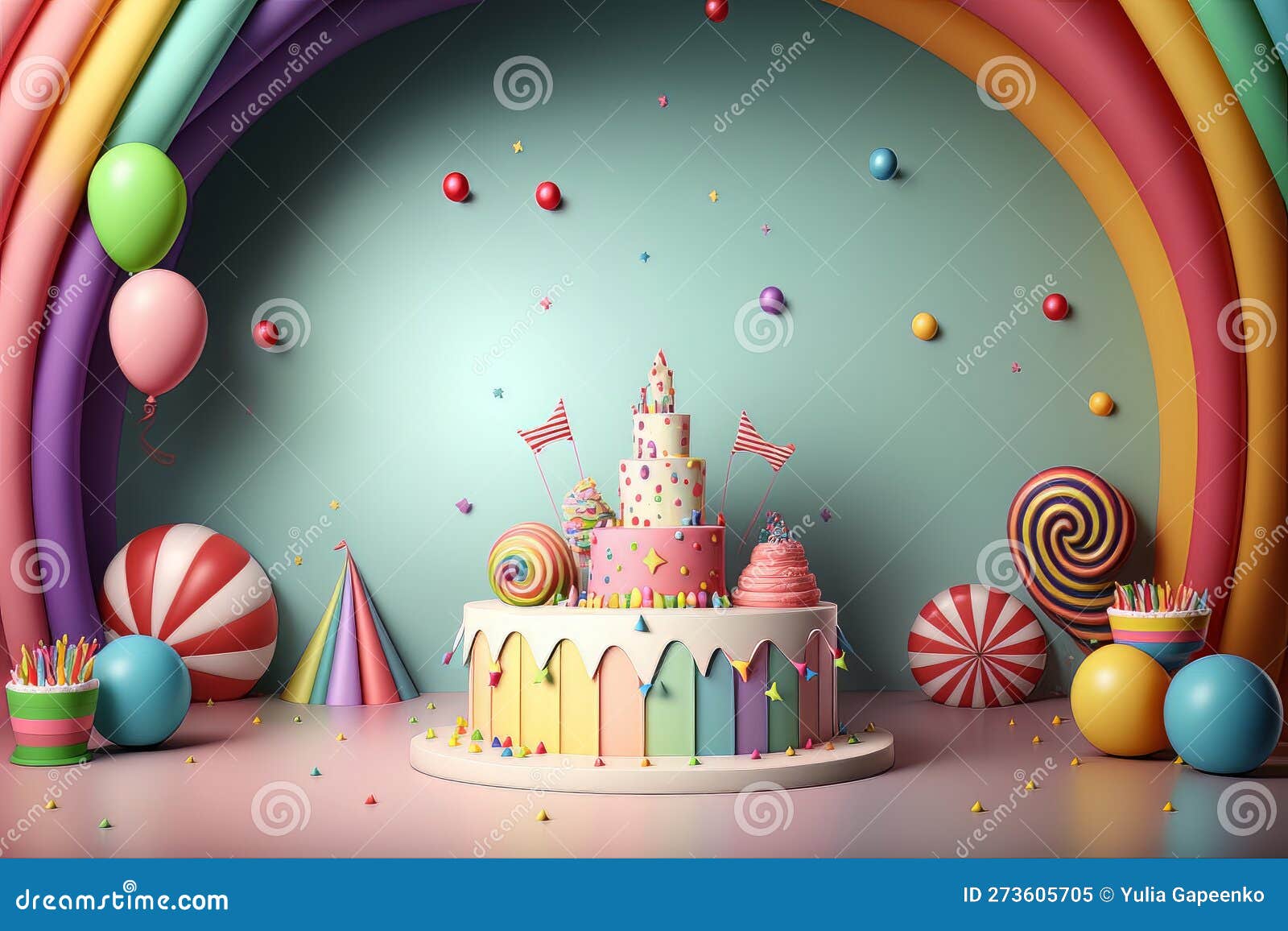 Colorful Birthday Background With Balloons. Generative AI Illustrations ...