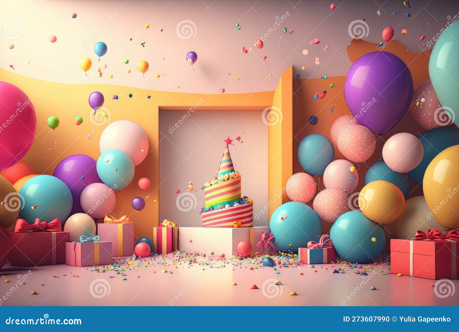 Colorful Birthday Background With Balloons. Generative AI Illustrations ...