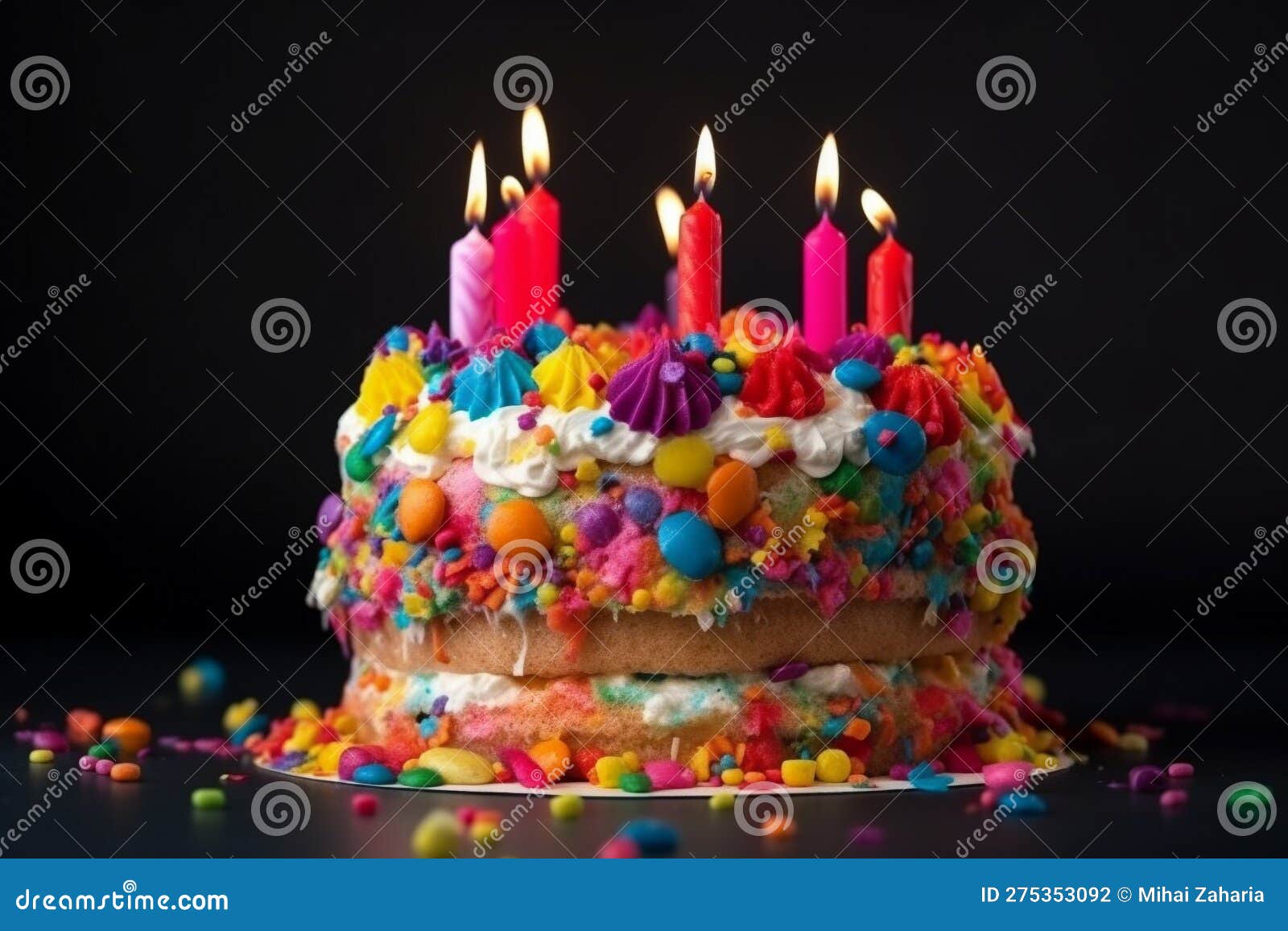 Colorful Birthday Cake Exploding and Melting. Conceptual Illustration ...