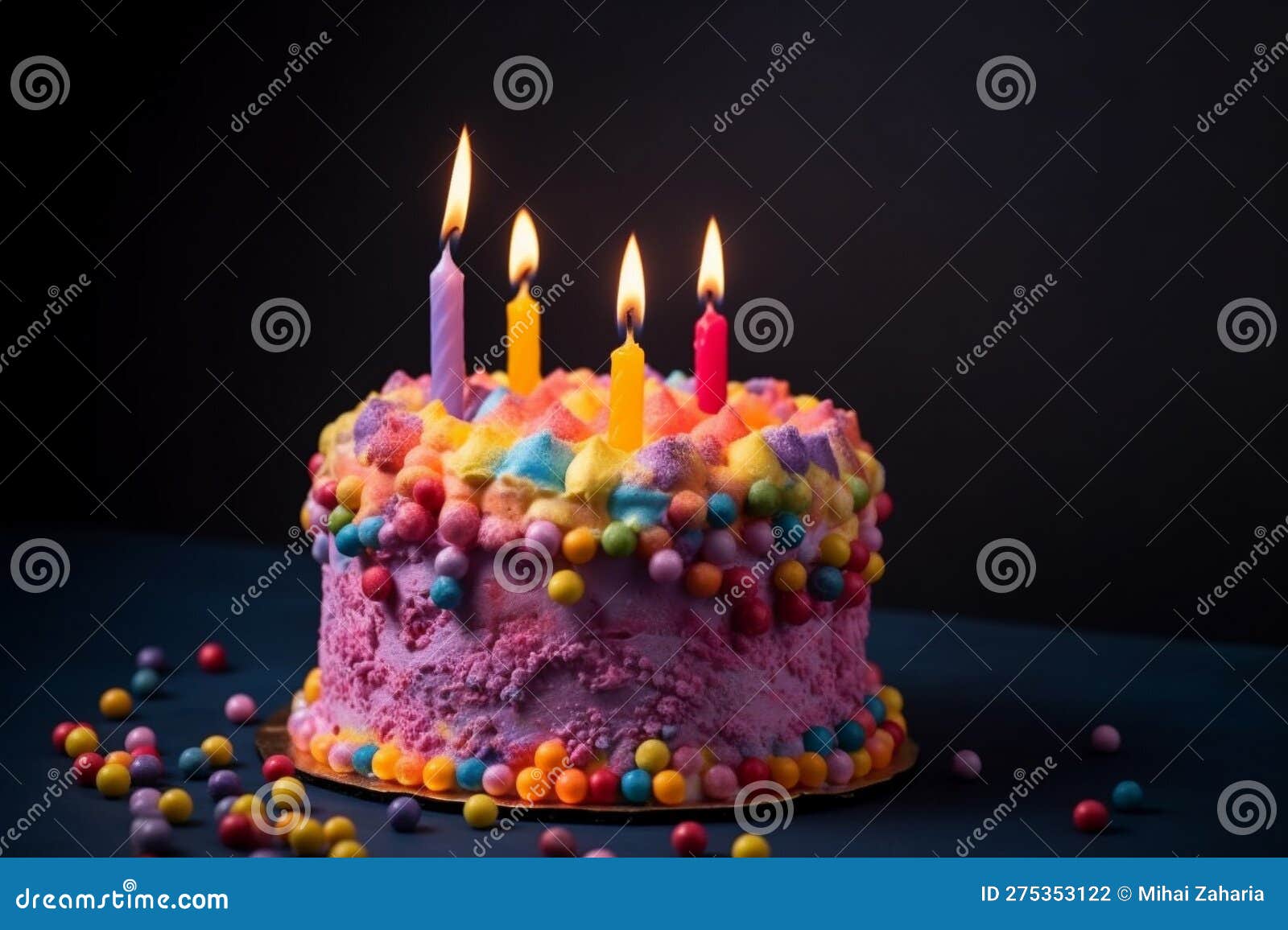 Colorful Birthday Cake Exploding and Melting. Conceptual Illustration ...