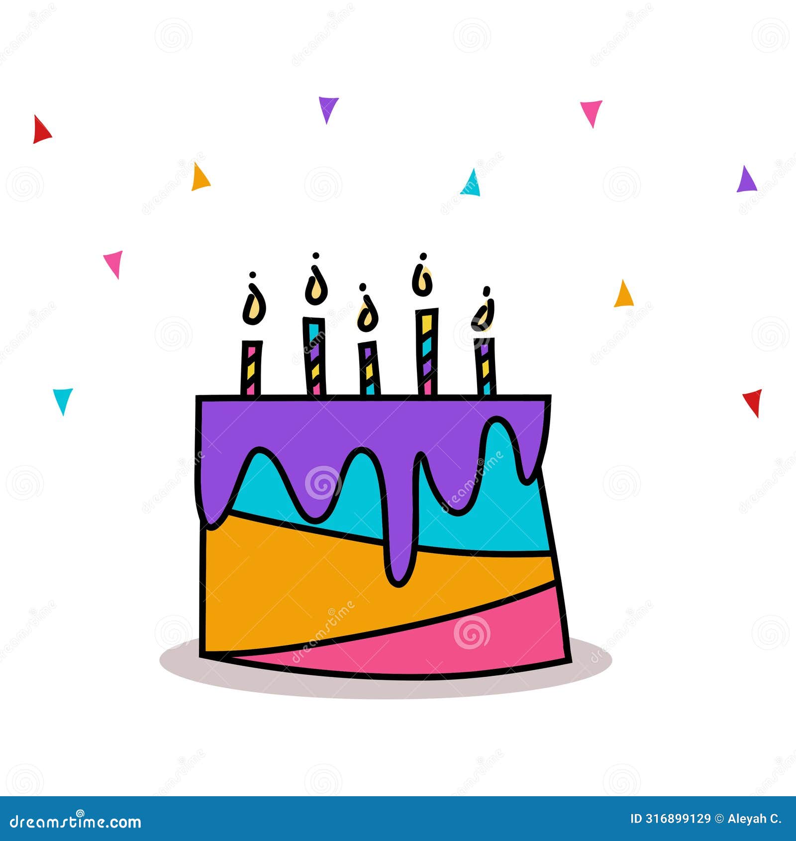 Colorful Birthday Cake Illustration Stock Image - Illustration of ...