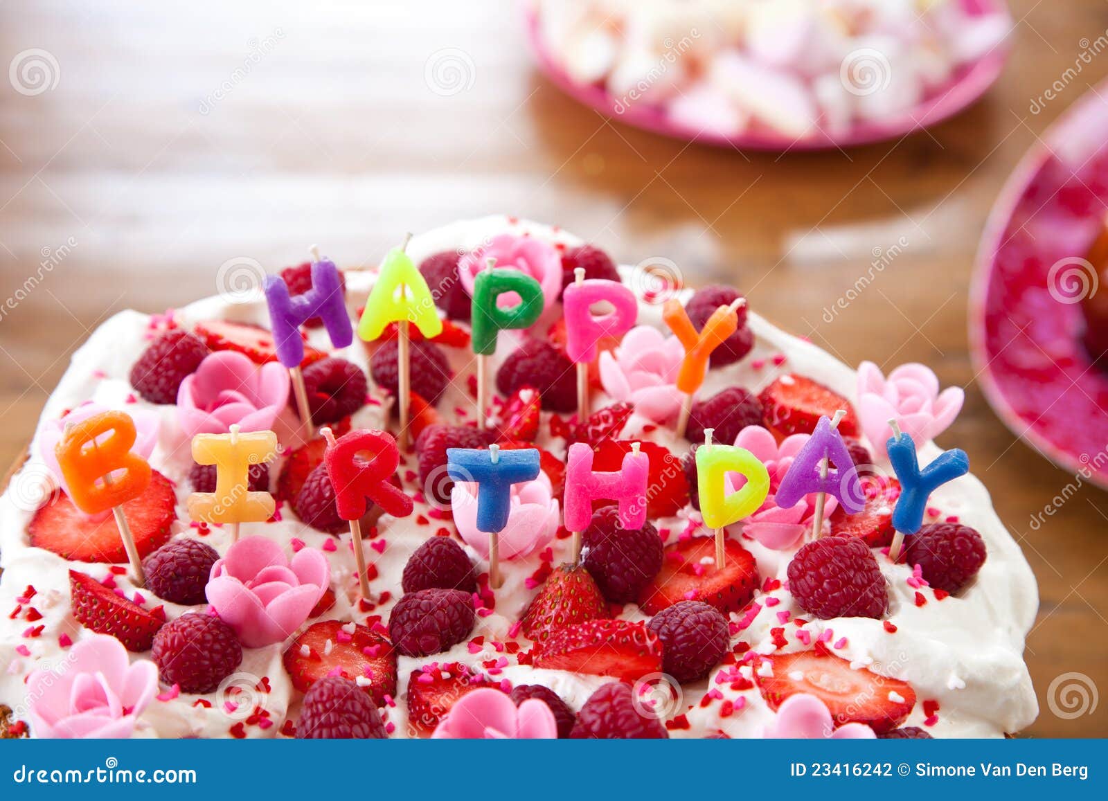 Colorful Birthday Cake with Letters Stock Photo - Image of obese, fruit ...