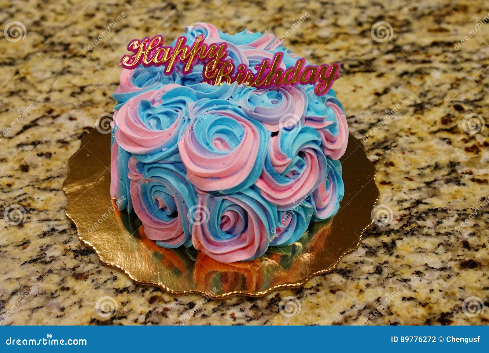 Colorful Birthday Cream Cake Stock Photo - Image of baking, confection ...