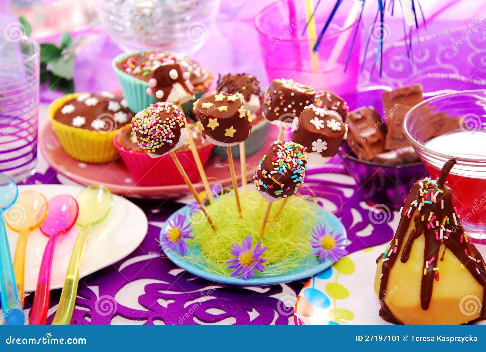 Colorful Birthday Party Table for Child Stock Image - Image of ...