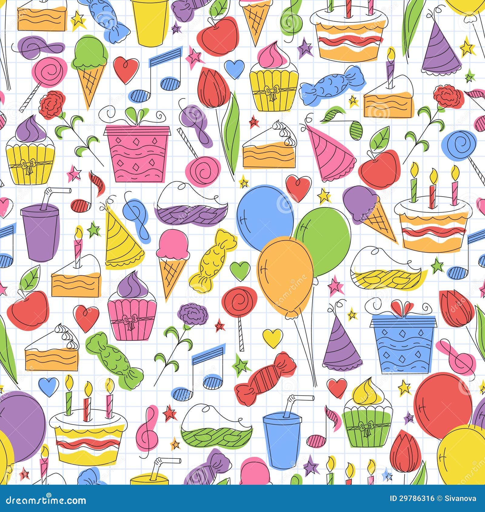 Colorful Birthday Seamless Pattern. Stock Vector - Illustration of ...