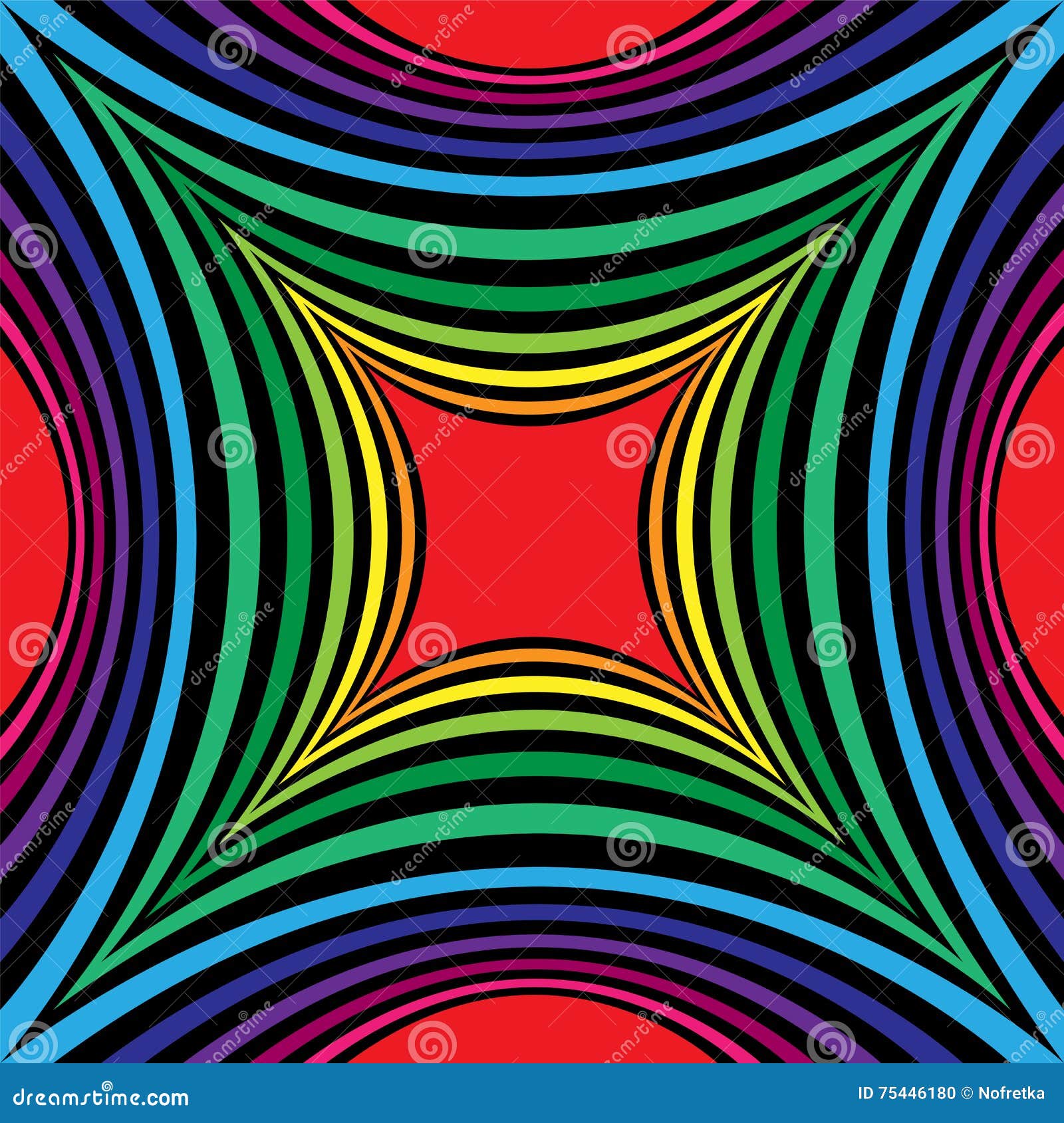 Colorful and Black Striped Pattern of Concave Rectangle. Visual Volume ...