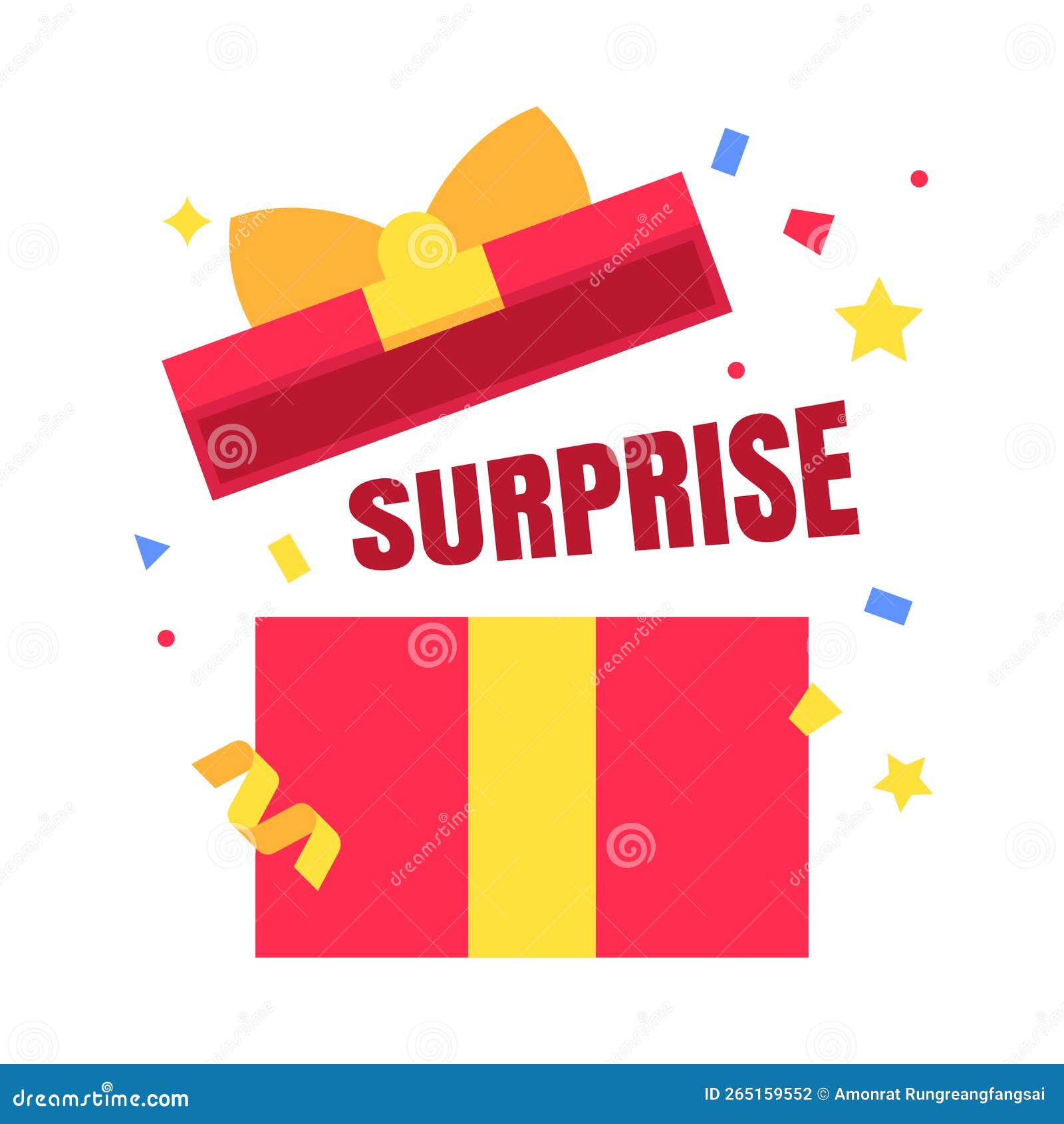 Colorful Blank Gift Box with Surprise Text in Flat Design for Using As ...