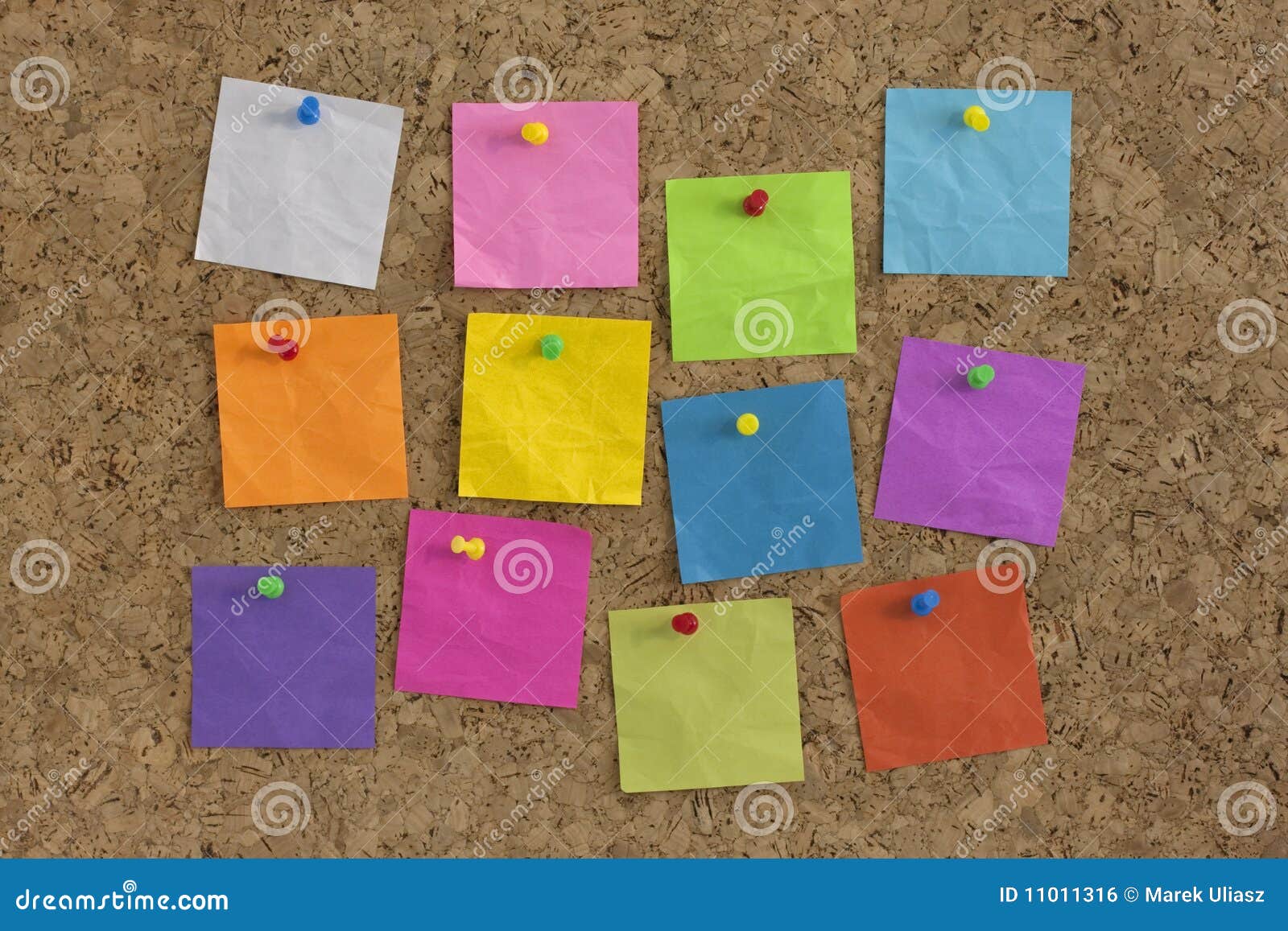 Colorful Blank Notes on Cork Board Stock Photo - Image of posting ...