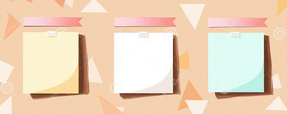 Colorful Blank Post-it Notes Arranged on a Geometric Patterned Brown ...
