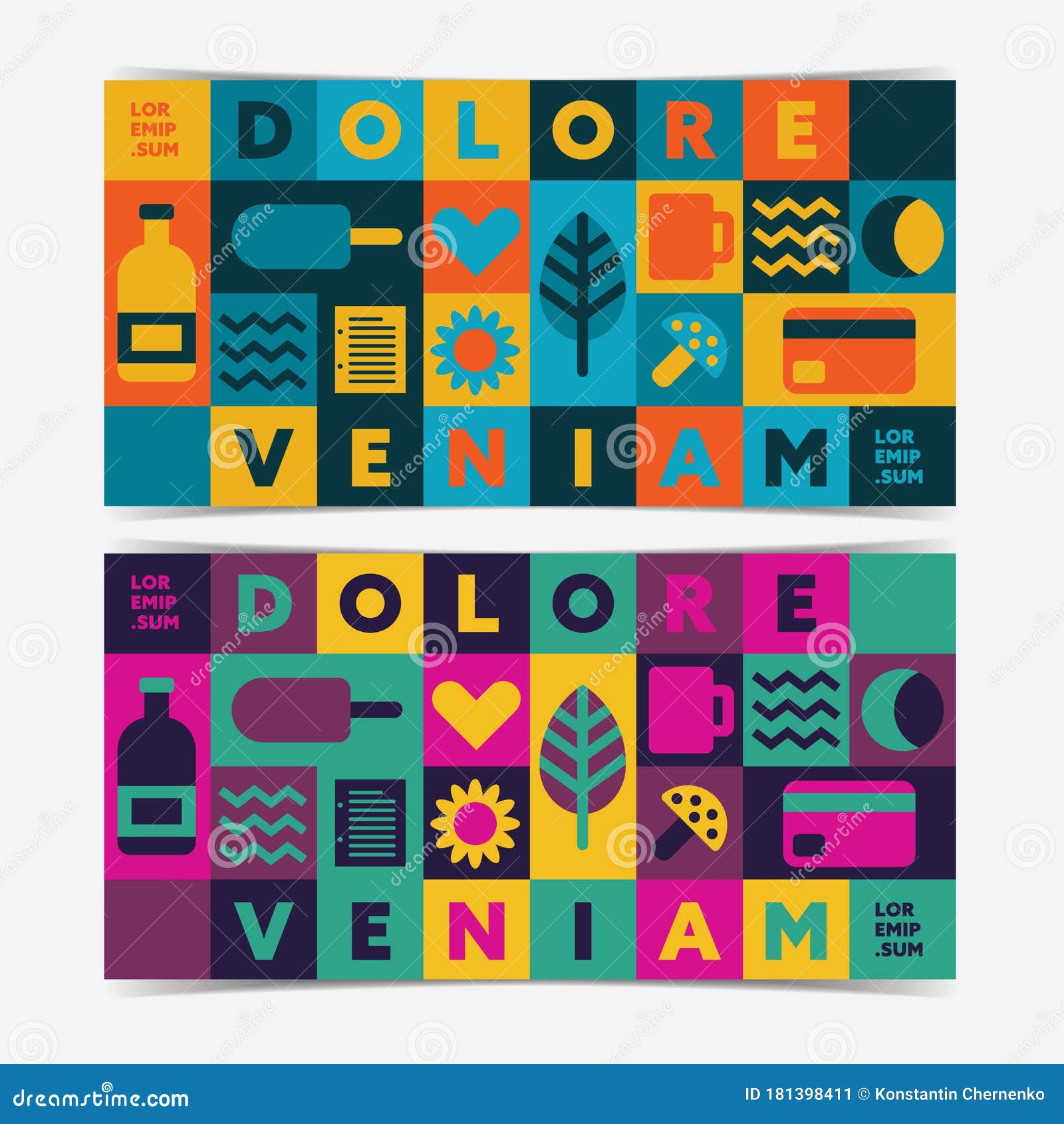 Colorful Block Style Flyer Template. Vector Illustration Stock Vector ...