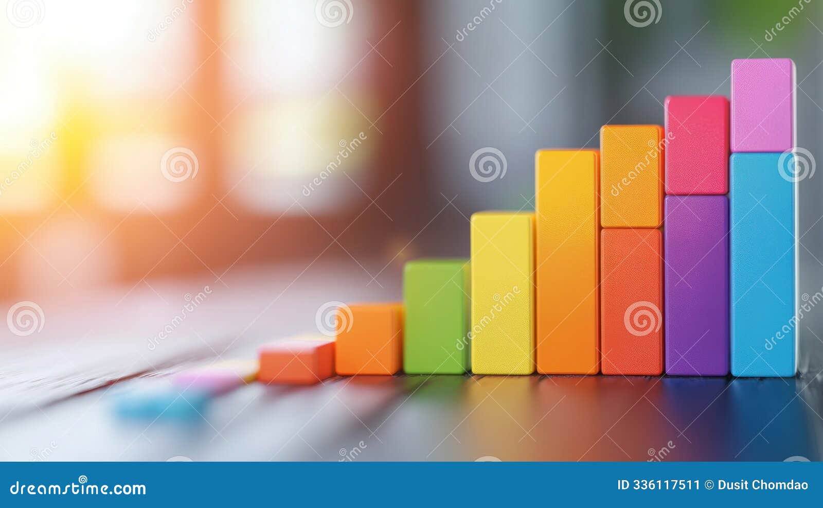 Colorful Blocks Arranged in Growing Bar Graph Symbolize Progress and ...