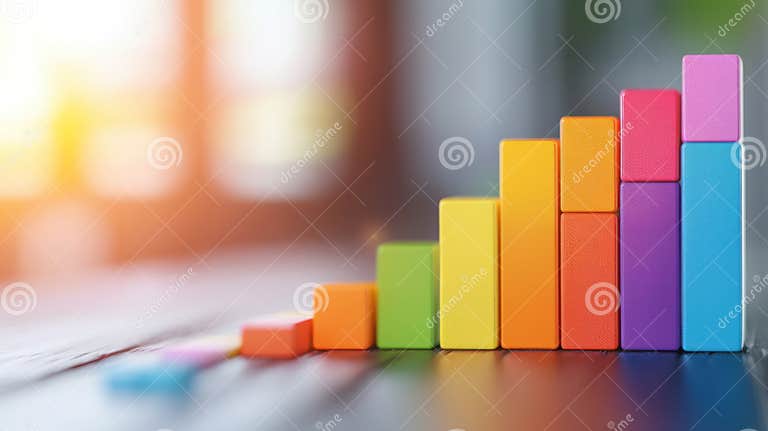 Colorful Blocks Arranged in Growing Bar Graph Symbolize Progress and ...