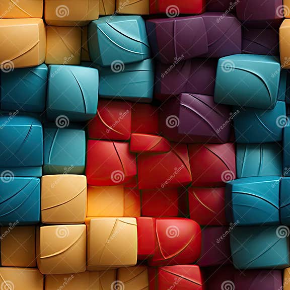 Colorful Blocks Arranged in Modular Patterns with Textured Shading ...