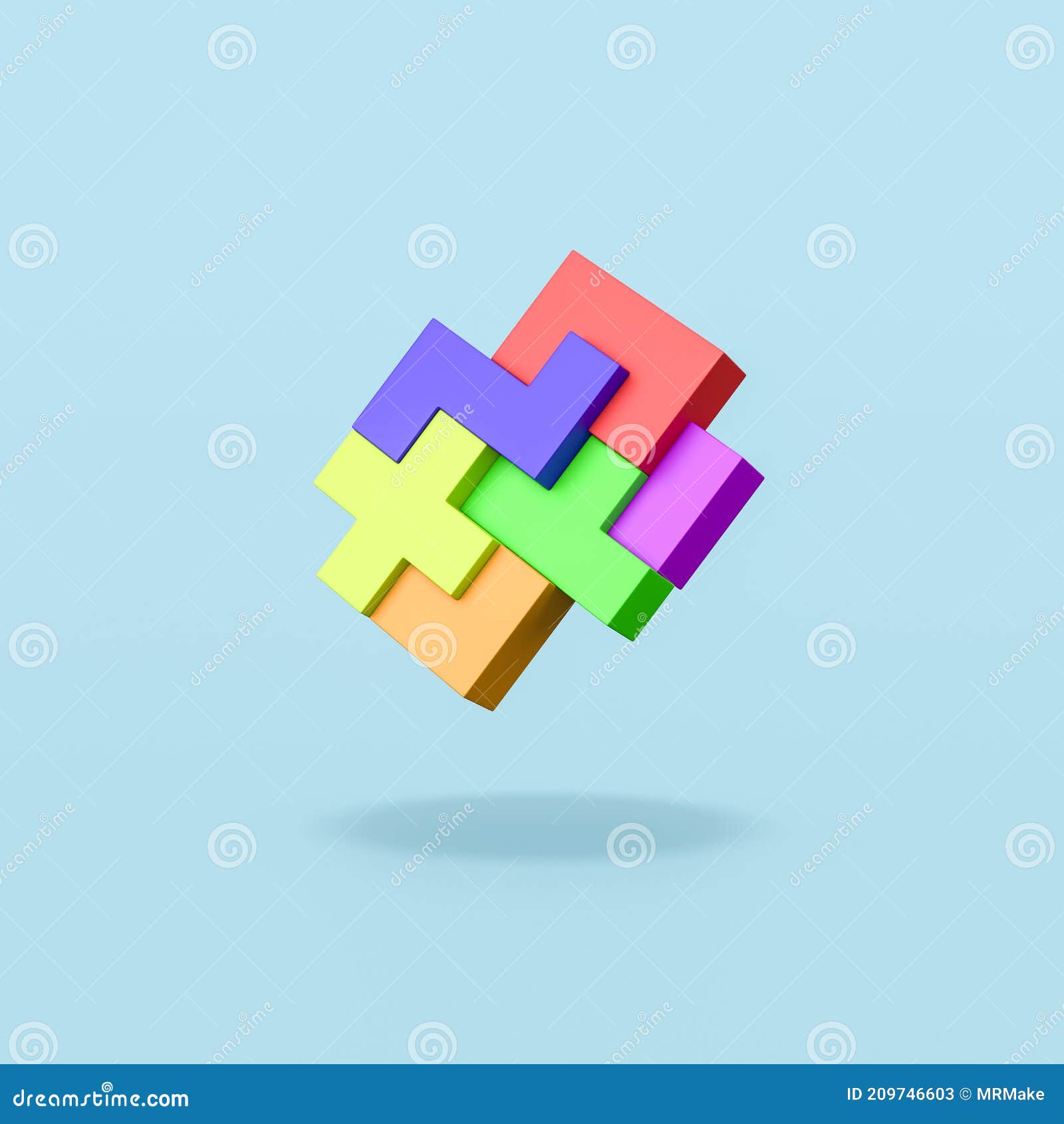 Colorful Blocks Combined on Blue Background Stock Illustration ...