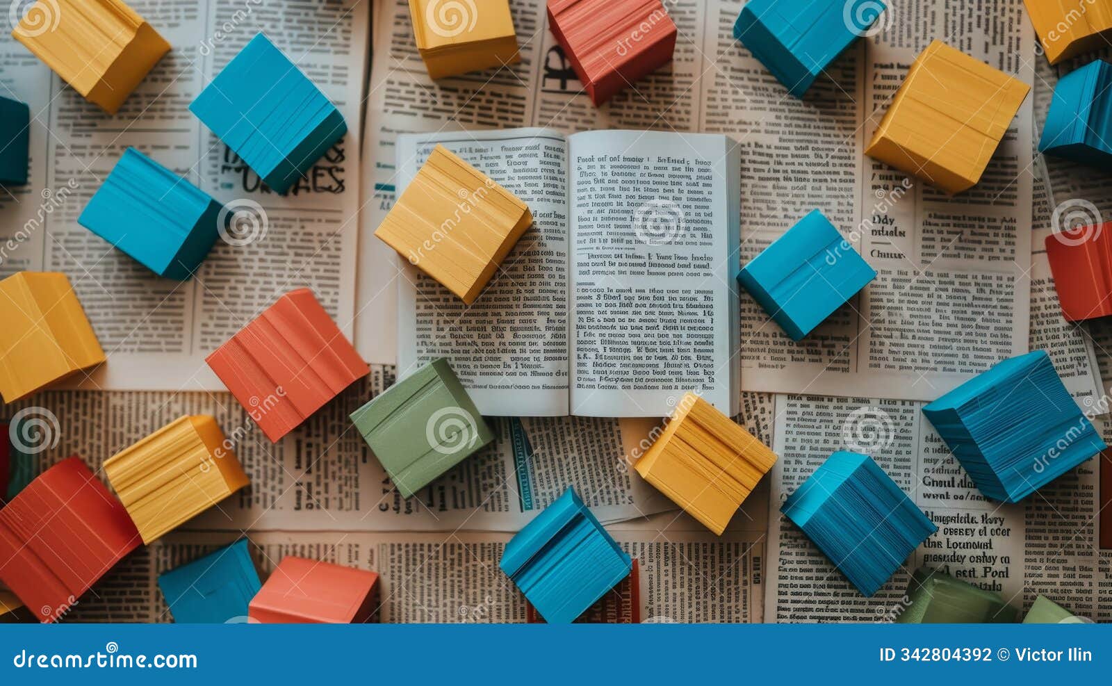 Colorful Blocks on Newspaper a Concept of Learning, Knowledge ...