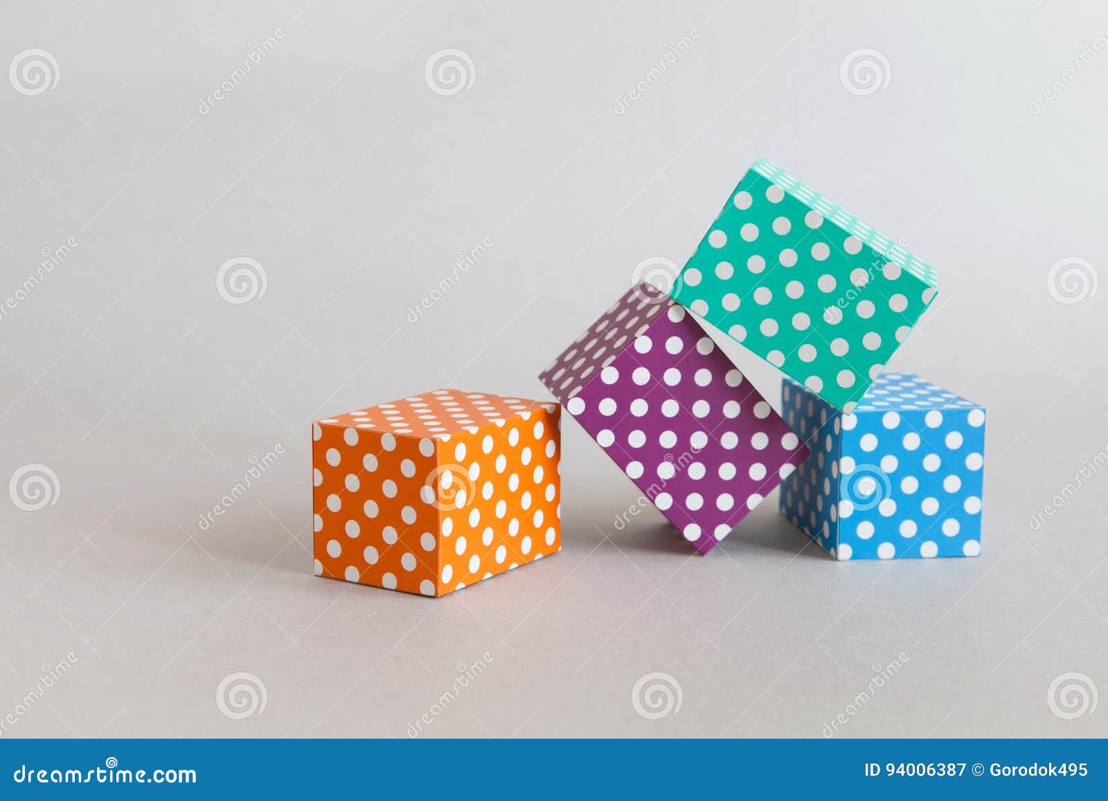 Colorful Blocks Polka Dot Pattern. Violet Green Orange Blue Color ...