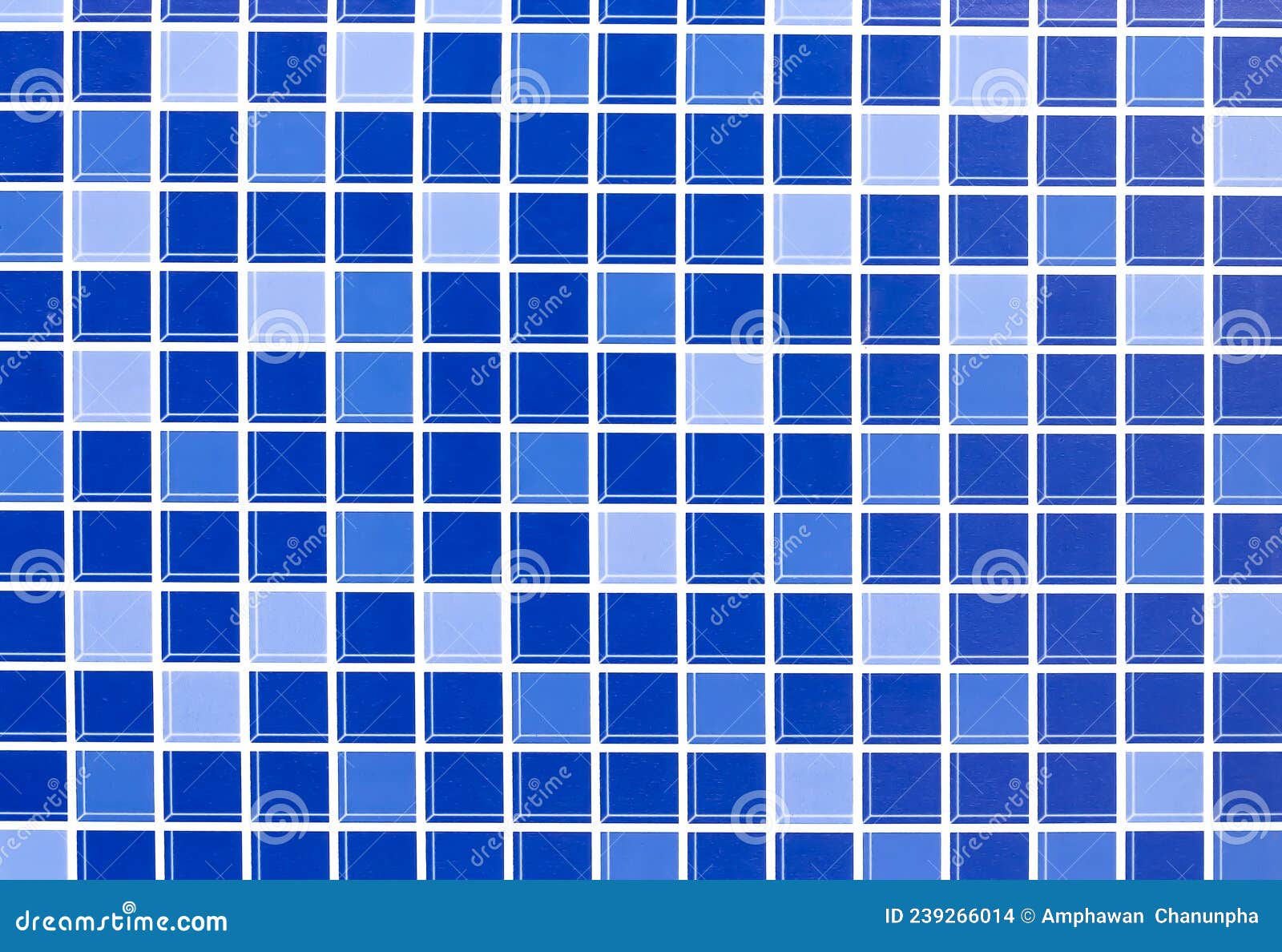 Colorful Blue Ceramic with Square Seamless Patterns on Wall Background ...