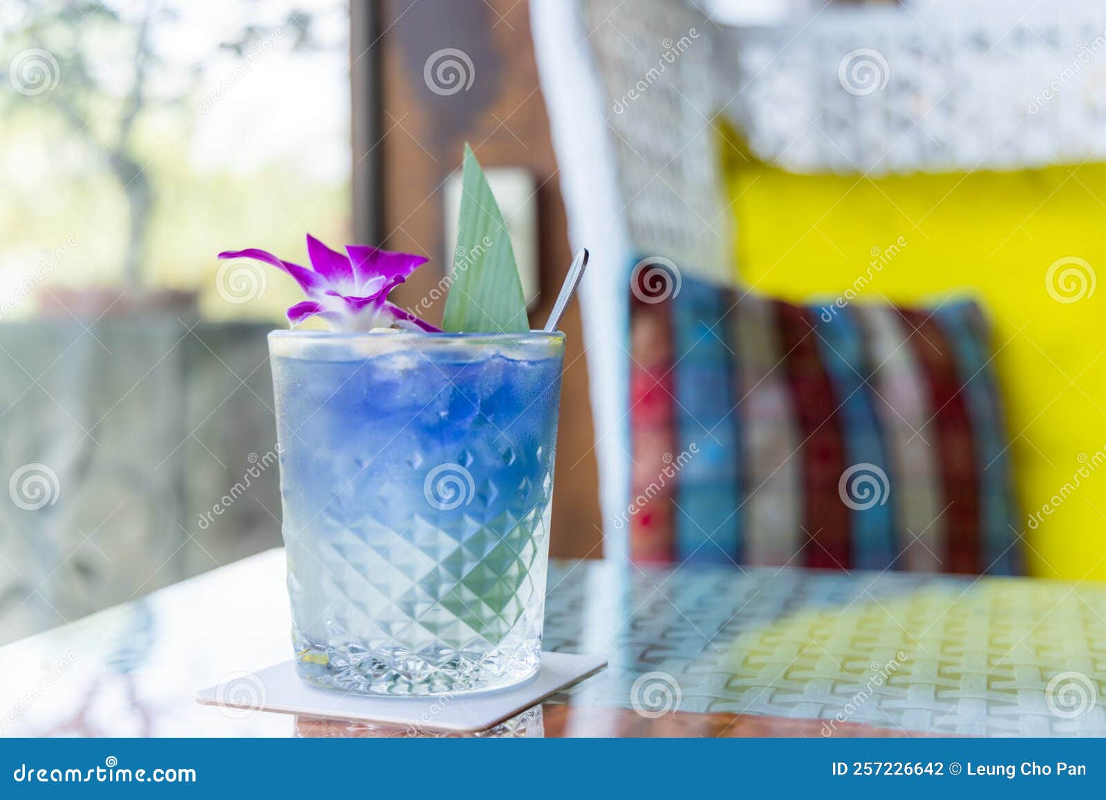 Colorful Blue Cocktail in Glass Stock Photo - Image of mixed, mojito ...
