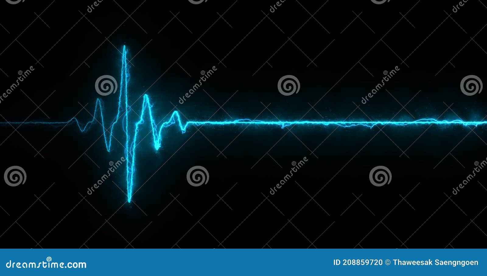 Colorful Blue Heartbeat Rate and Pulse on Black Screen Background Stock ...