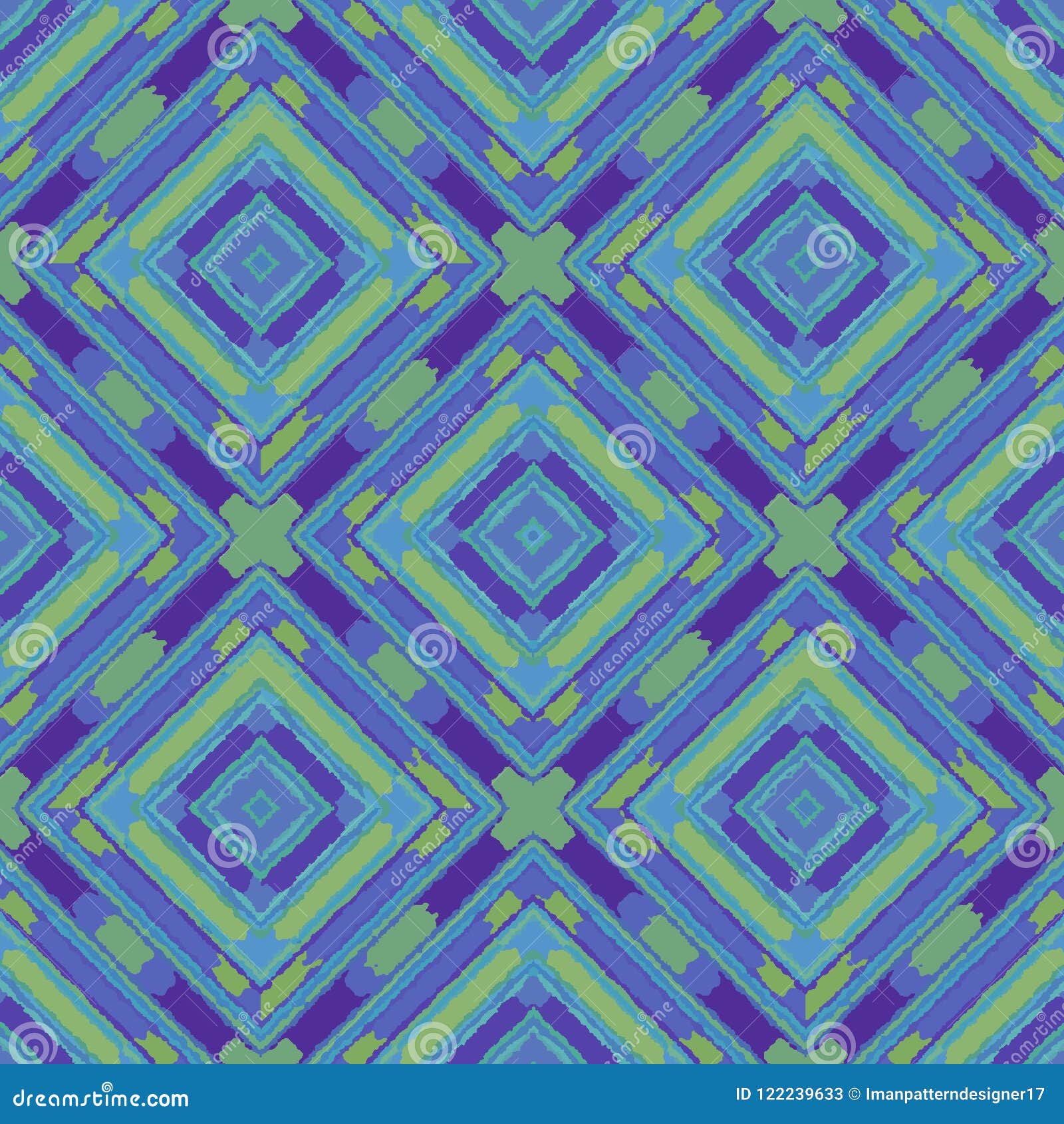 Blue Bright Painted Rhombuses and Squares in a Seamless Pattern Stock ...