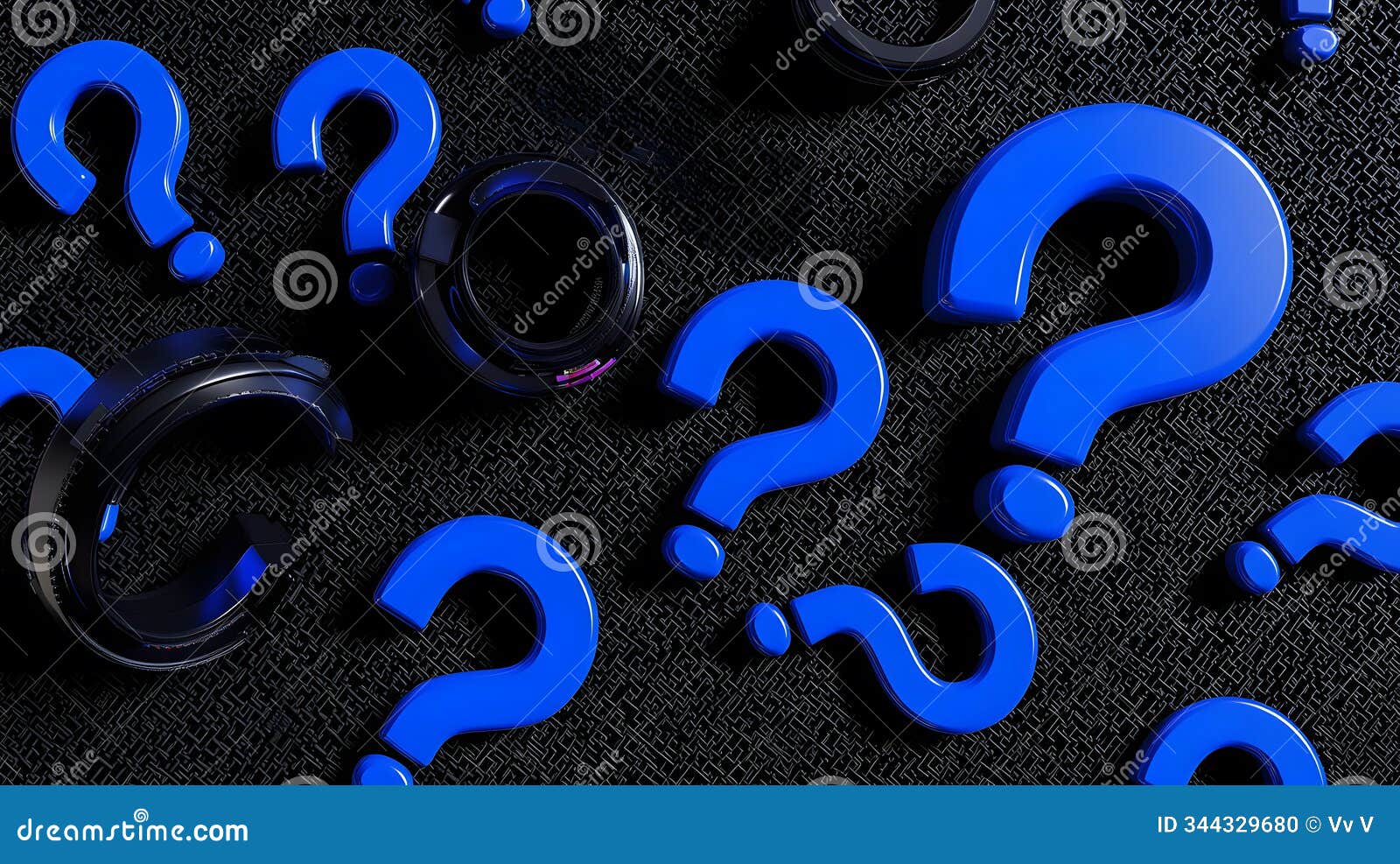 Colorful Blue Question Marks on a Dark Surface Stock Illustration ...