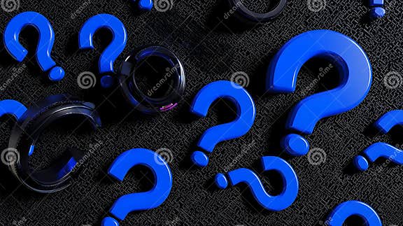 Colorful Blue Question Marks on a Dark Surface Stock Illustration ...