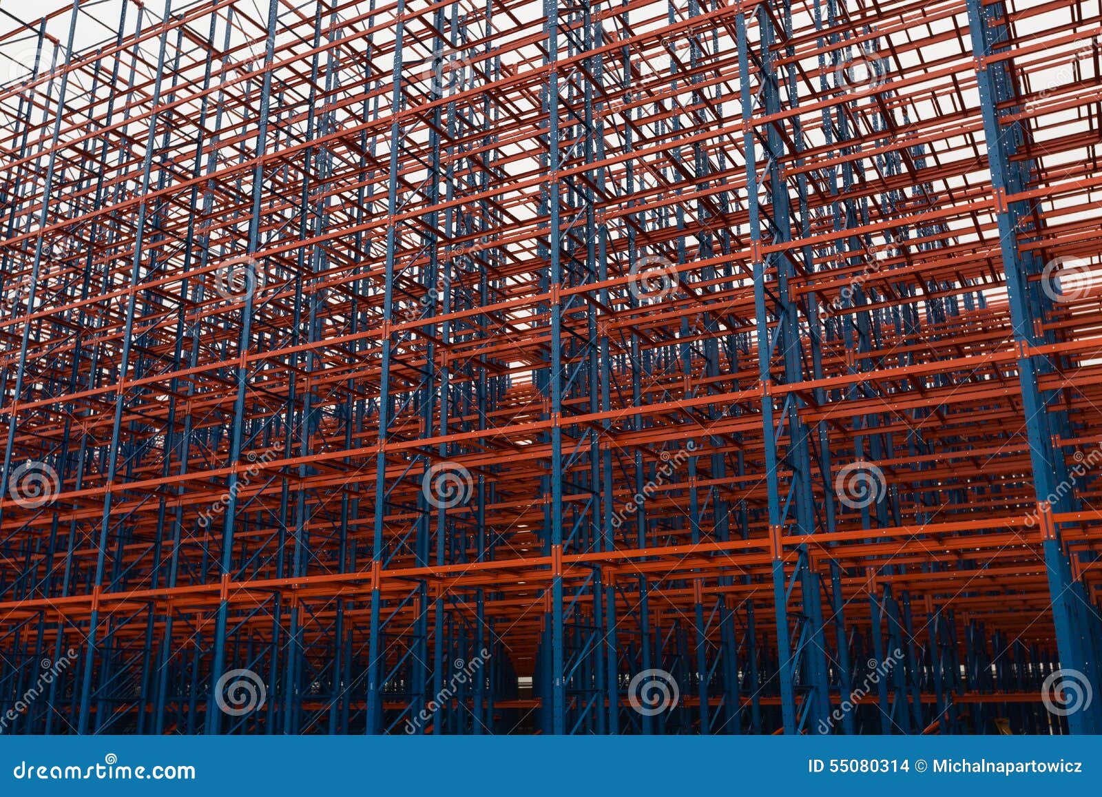 Colorful Blue and Red Scaffolding. Stock Photo - Image of industrial ...