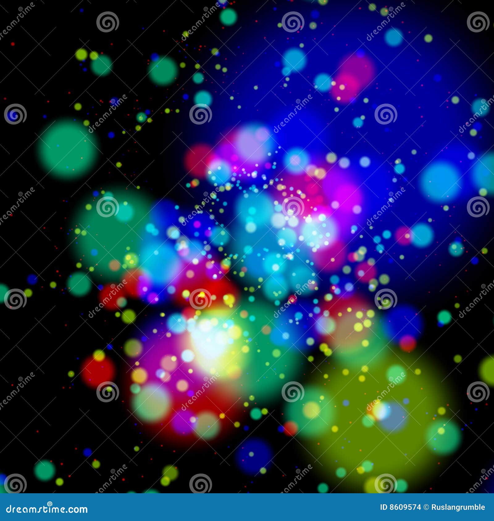 Colorful Blurry Dotted Lights Over Black Stock Illustration ...