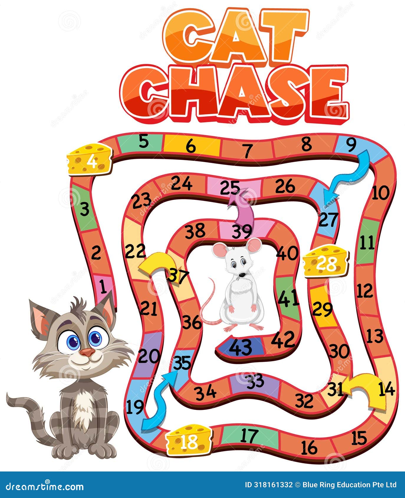 Board Game with Cat and Mouse Characters Stock Vector - Illustration of ...