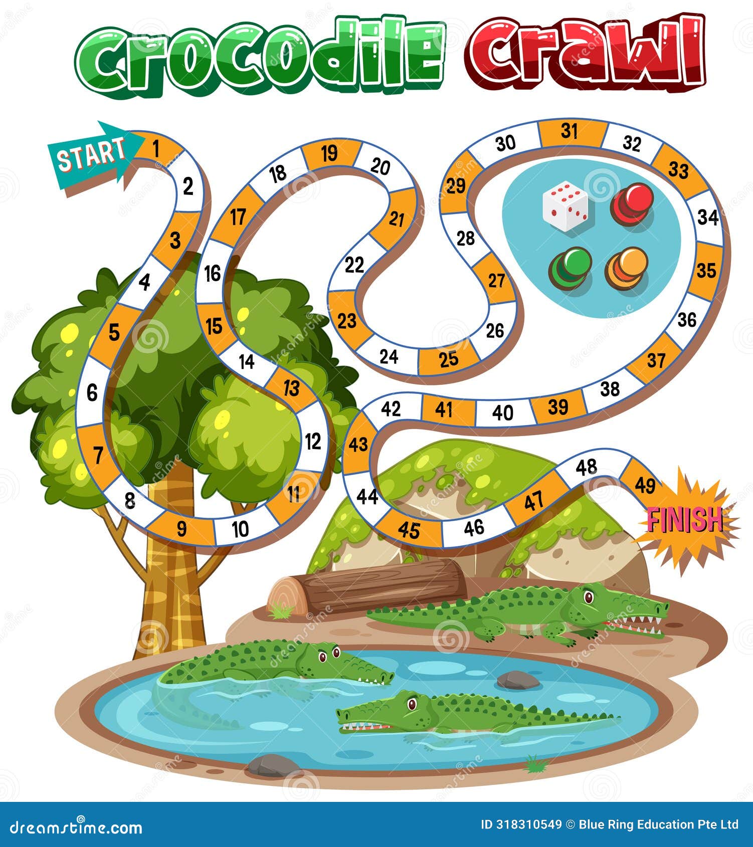 Board Game with Crocodiles and Numbered Path Stock Vector ...