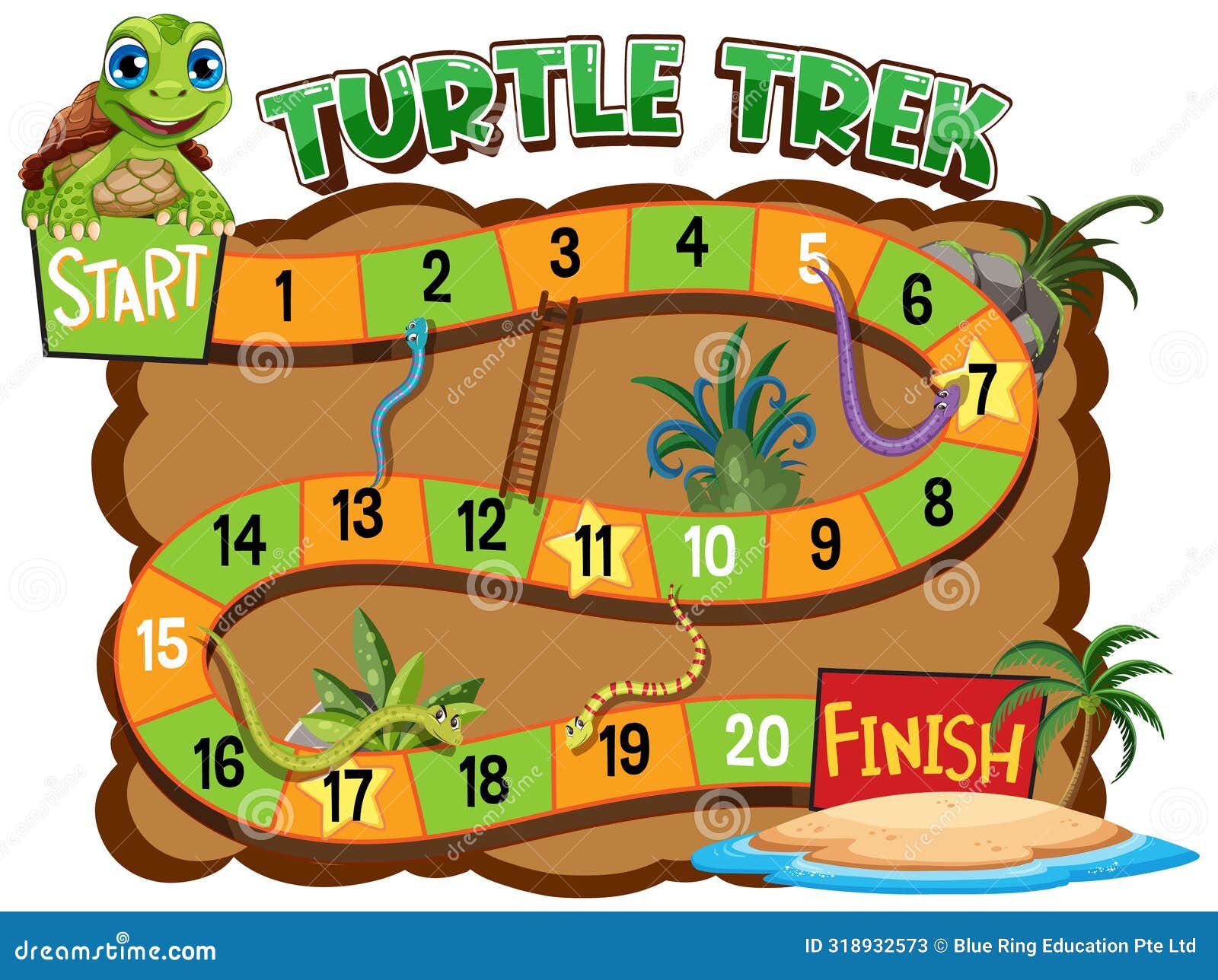 Board Game with Turtles and Obstacles Stock Vector - Illustration of ...