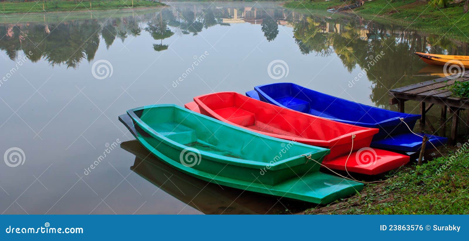 Colorful boat in lake stock photo. Image of peace, green - 23863576