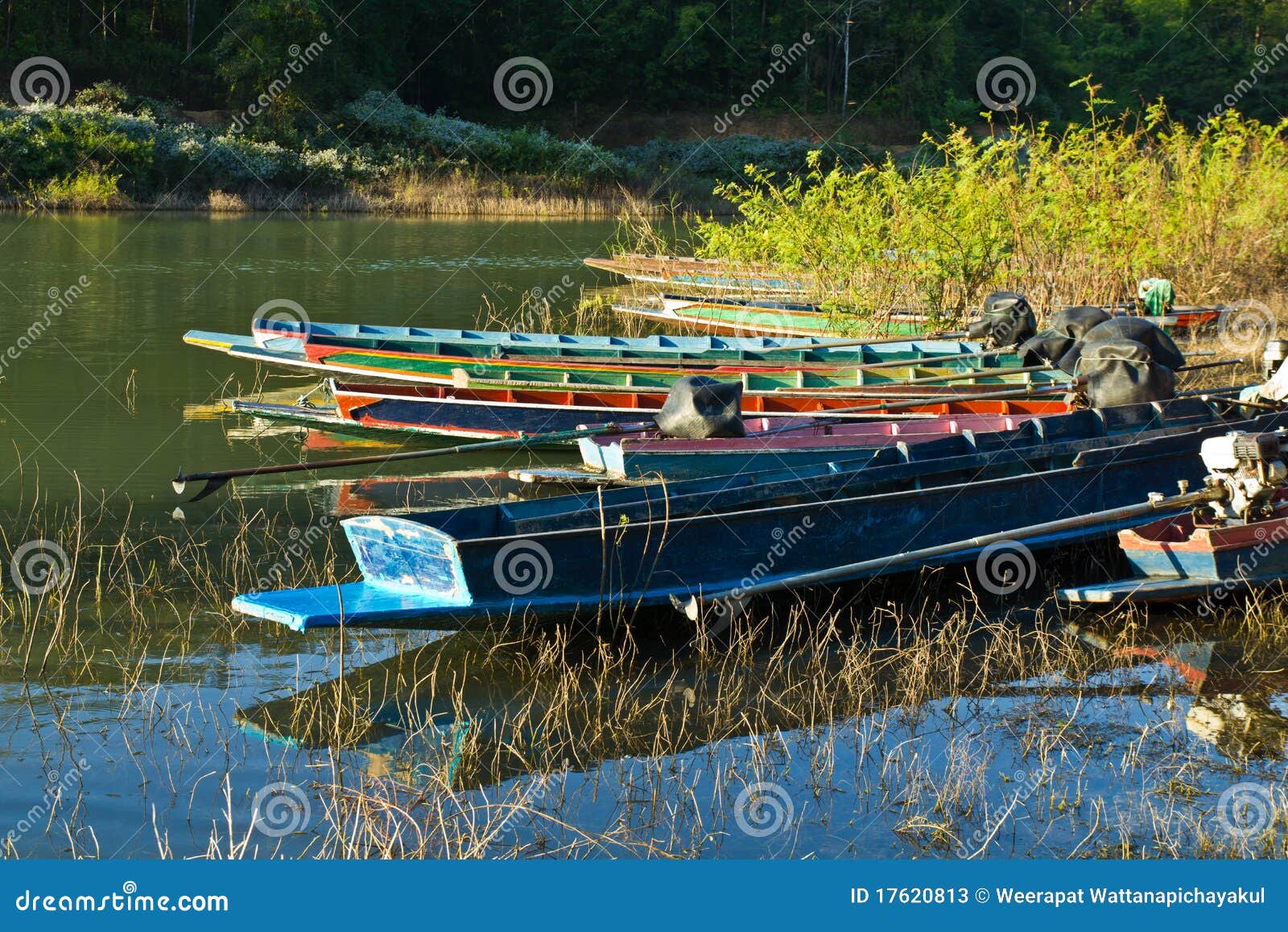 Colorful boats on the bank stock image. Image of tropical - 17620813