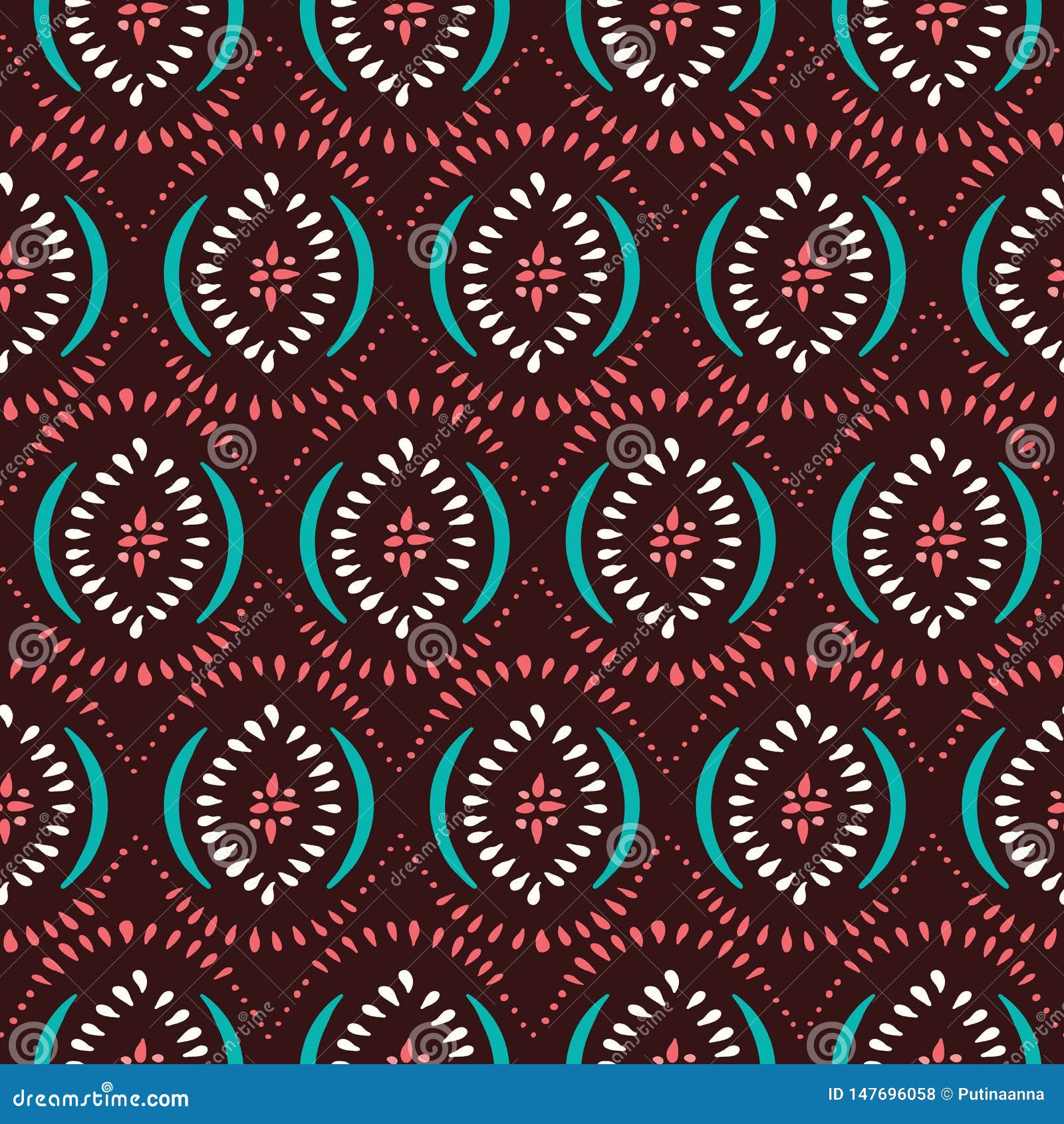 Colorful Boho Style Dinosaurs Seamless Pattern On Beige Background ...