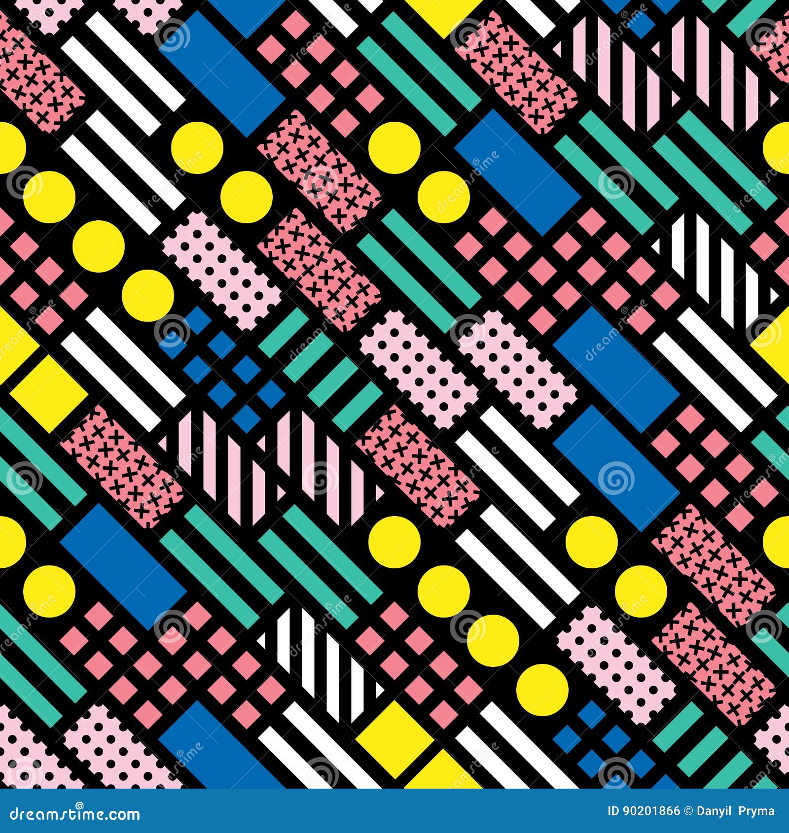 Colorful Bold Bright Seamless Pattern Stock Illustration - Illustration ...