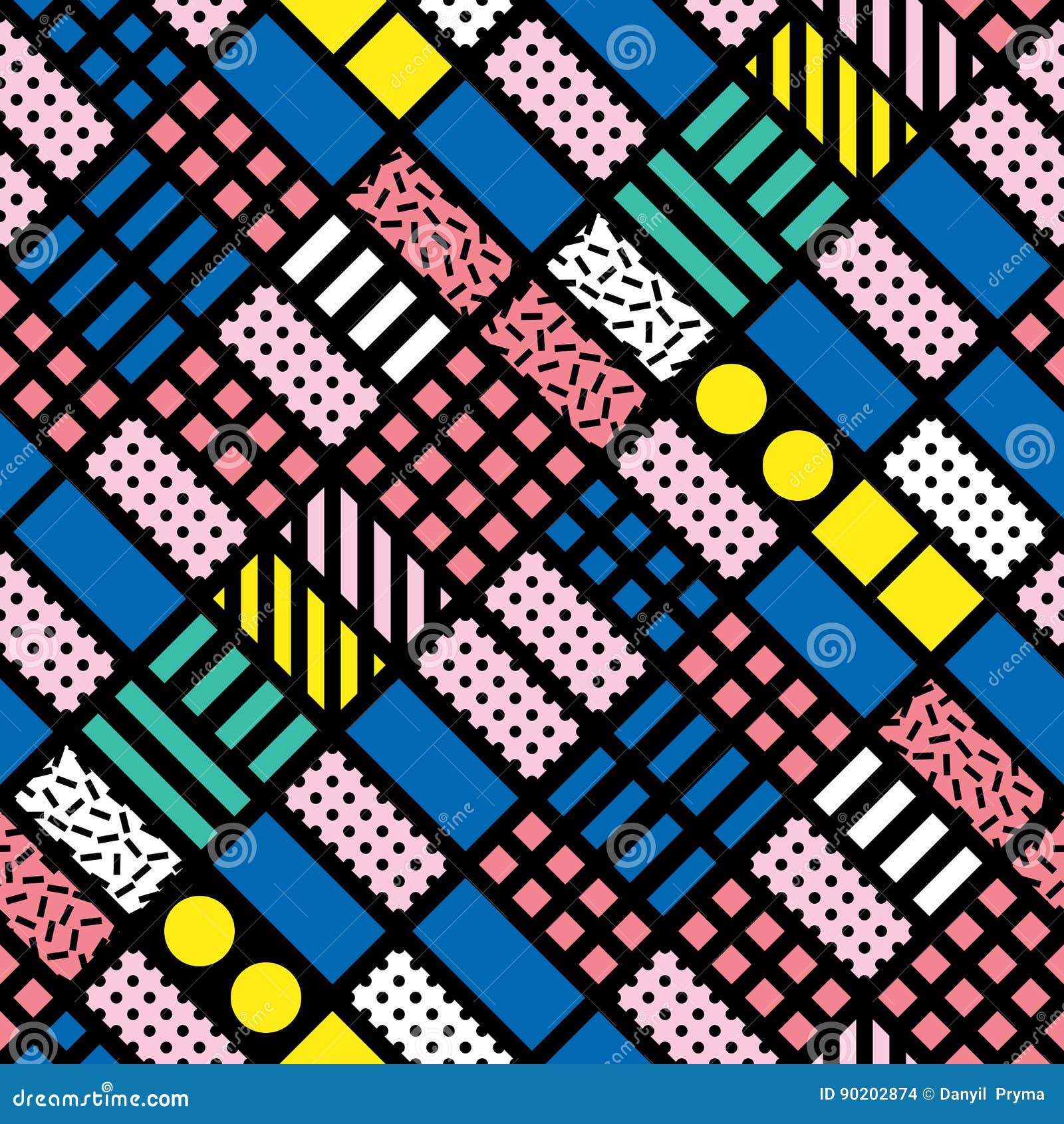 Colorful Bold Bright Seamless Pattern Stock Illustration - Illustration ...