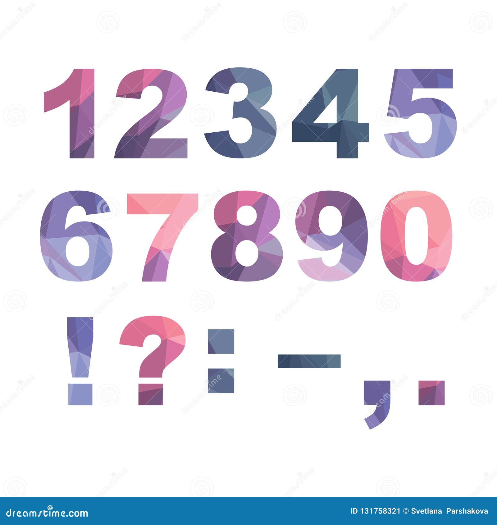 Colorful Bold Numbers and Punctuation Marks Stock Vector - Illustration ...