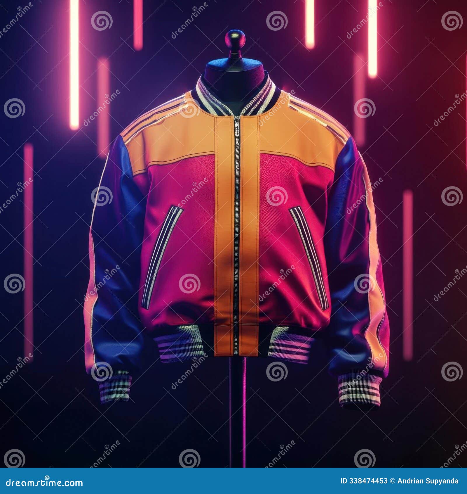 Colorful Bomber Jacket with Neon Lights Stock Illustration ...