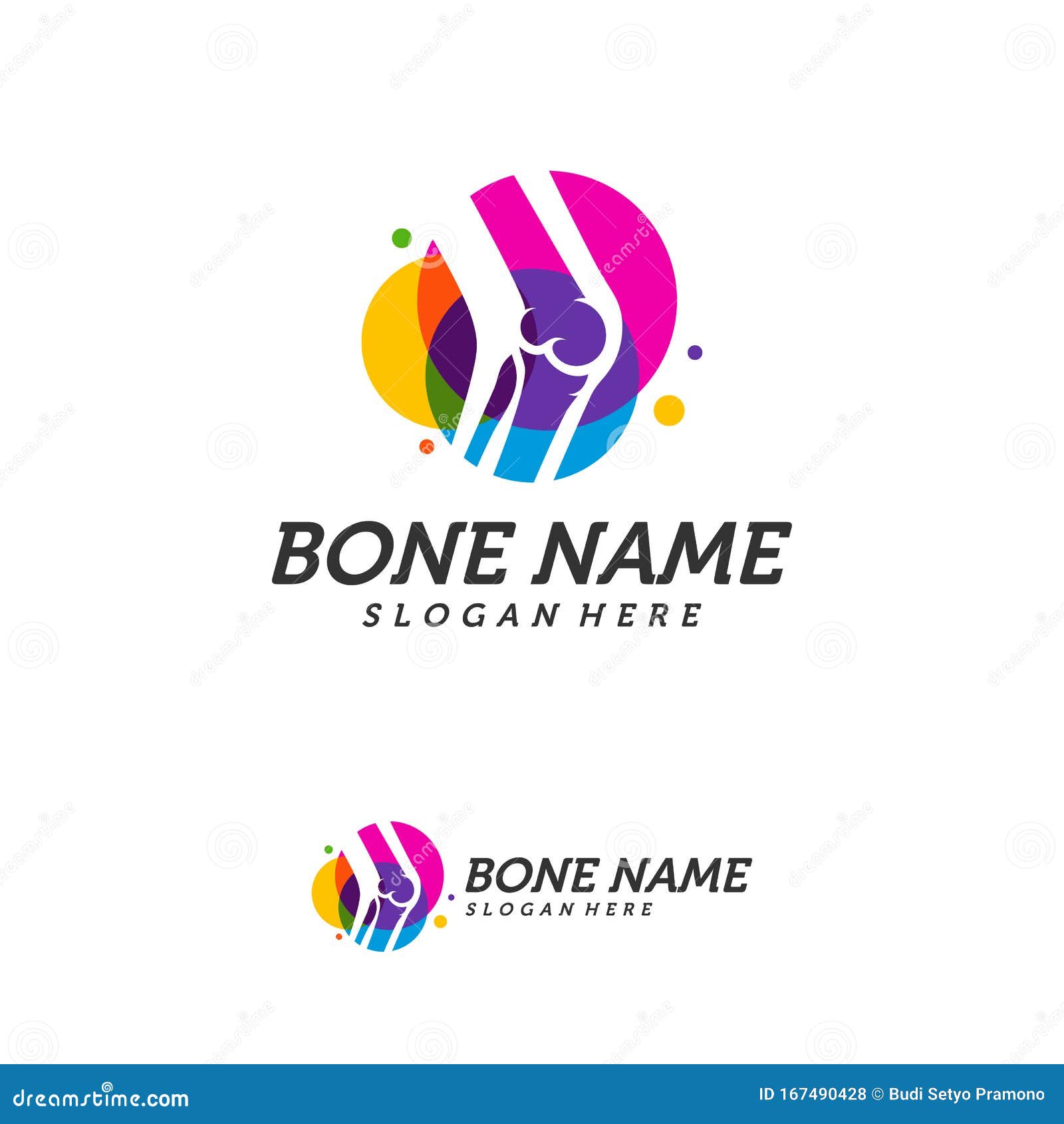 Colorful Bone Logo Design Vector, Knee Logo Designs Template, Creative ...