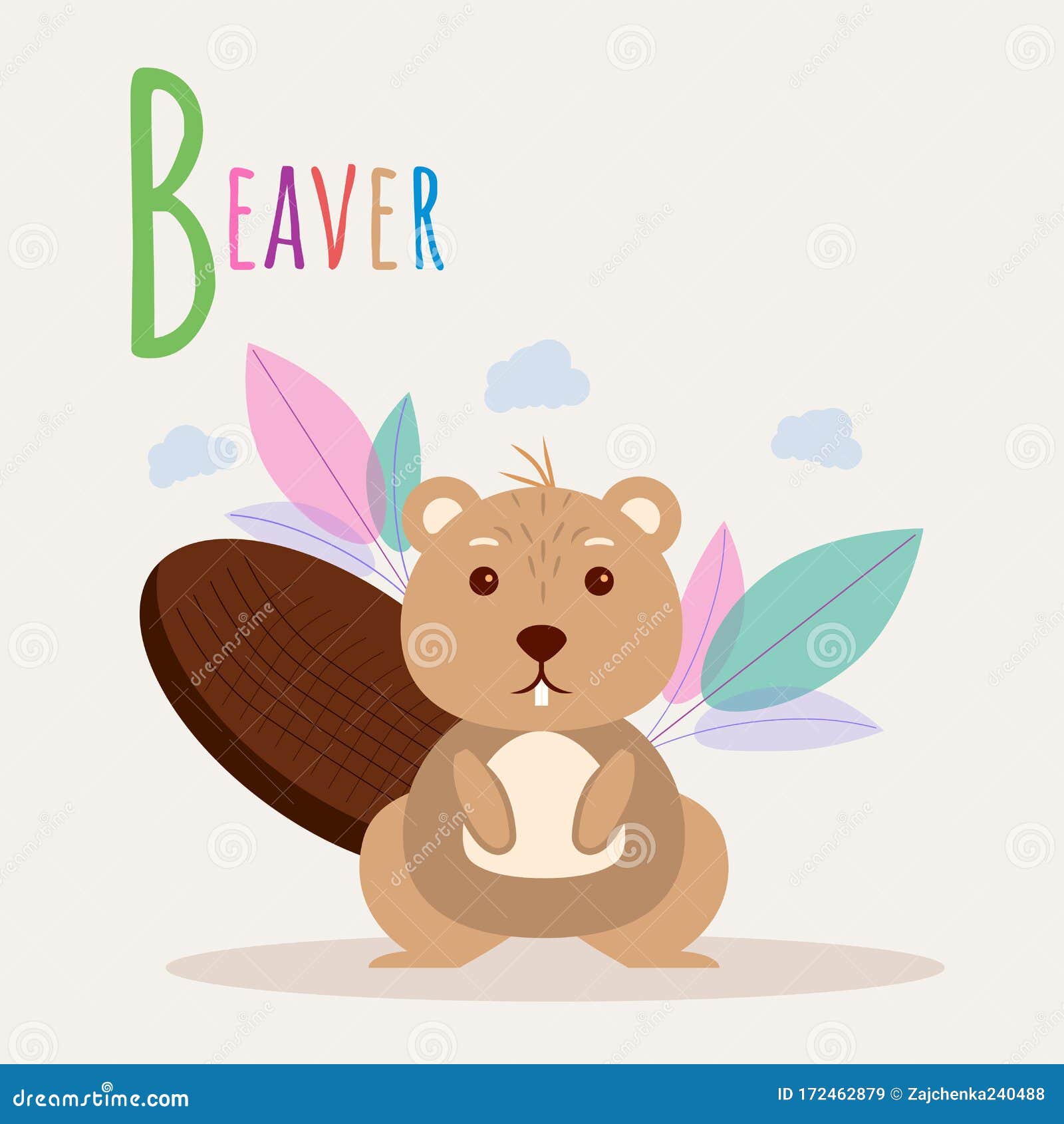 Colorful Book Alphabet. Book of Animals. Beaver. Letter B Stock ...